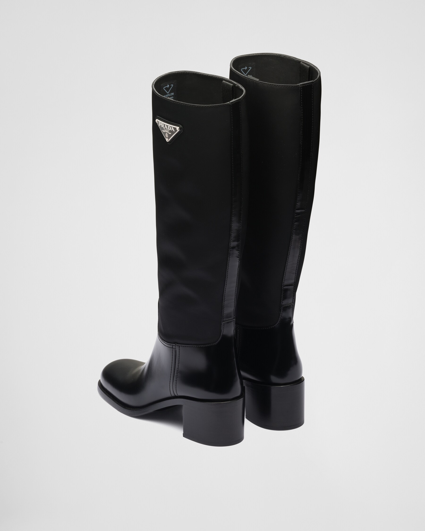 Black Brushed Leather And Re-nylon Boots | PRADA