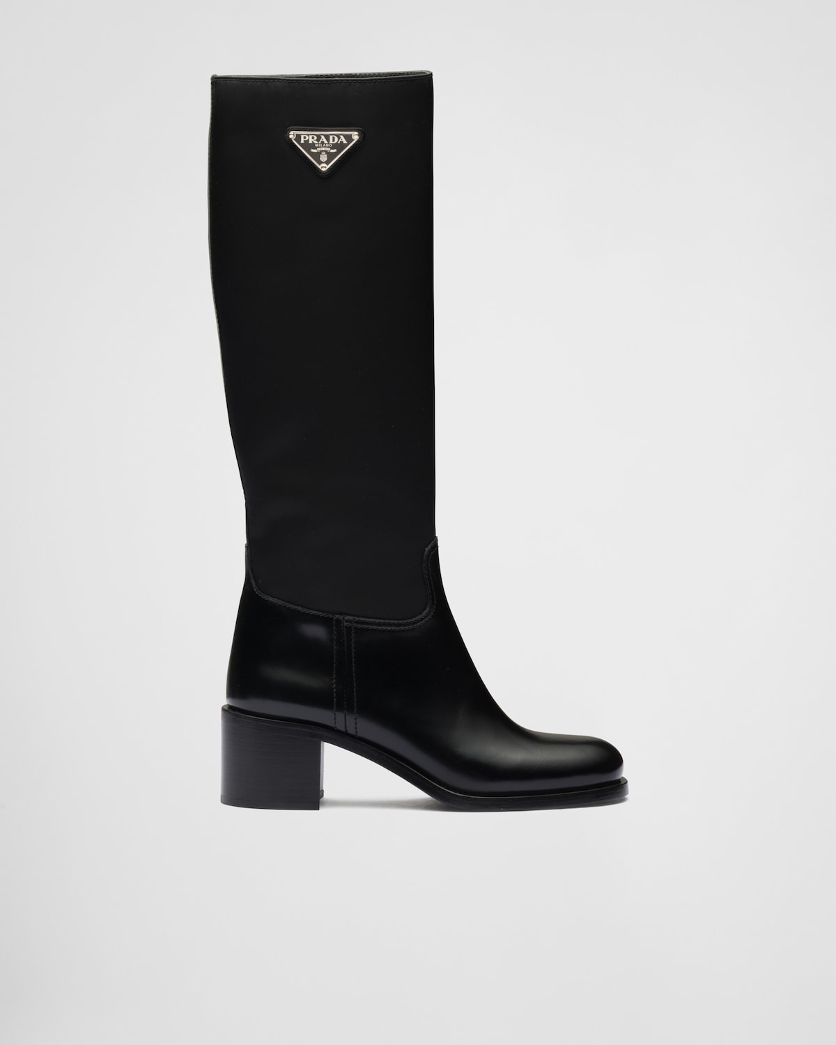 Black Brushed Leather And Re-nylon Boots | PRADA