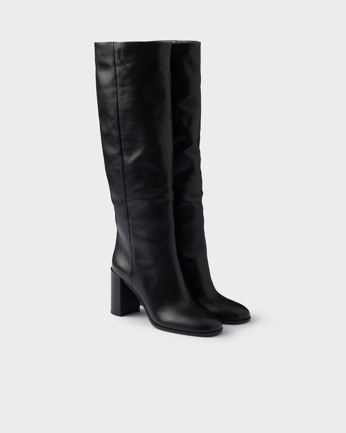 Black Heeled Leather Boots | PRADA - United States