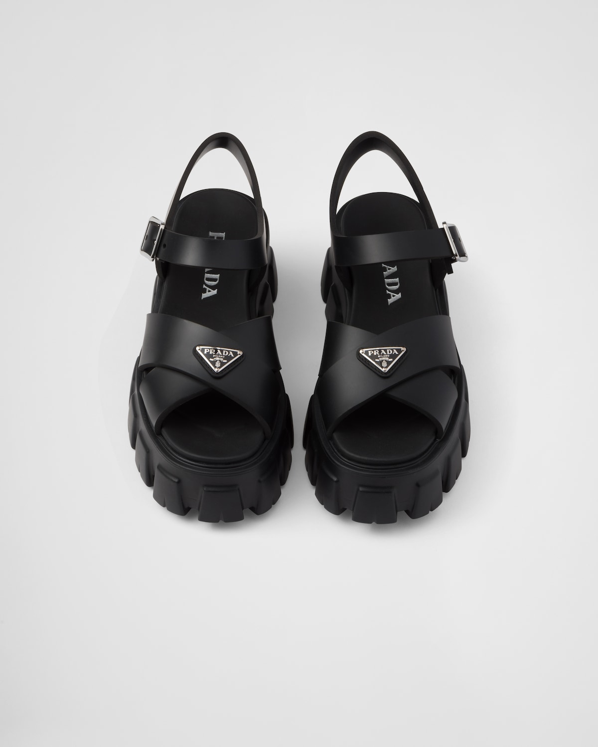 Black Monolith Rubber Sandals | PRADA