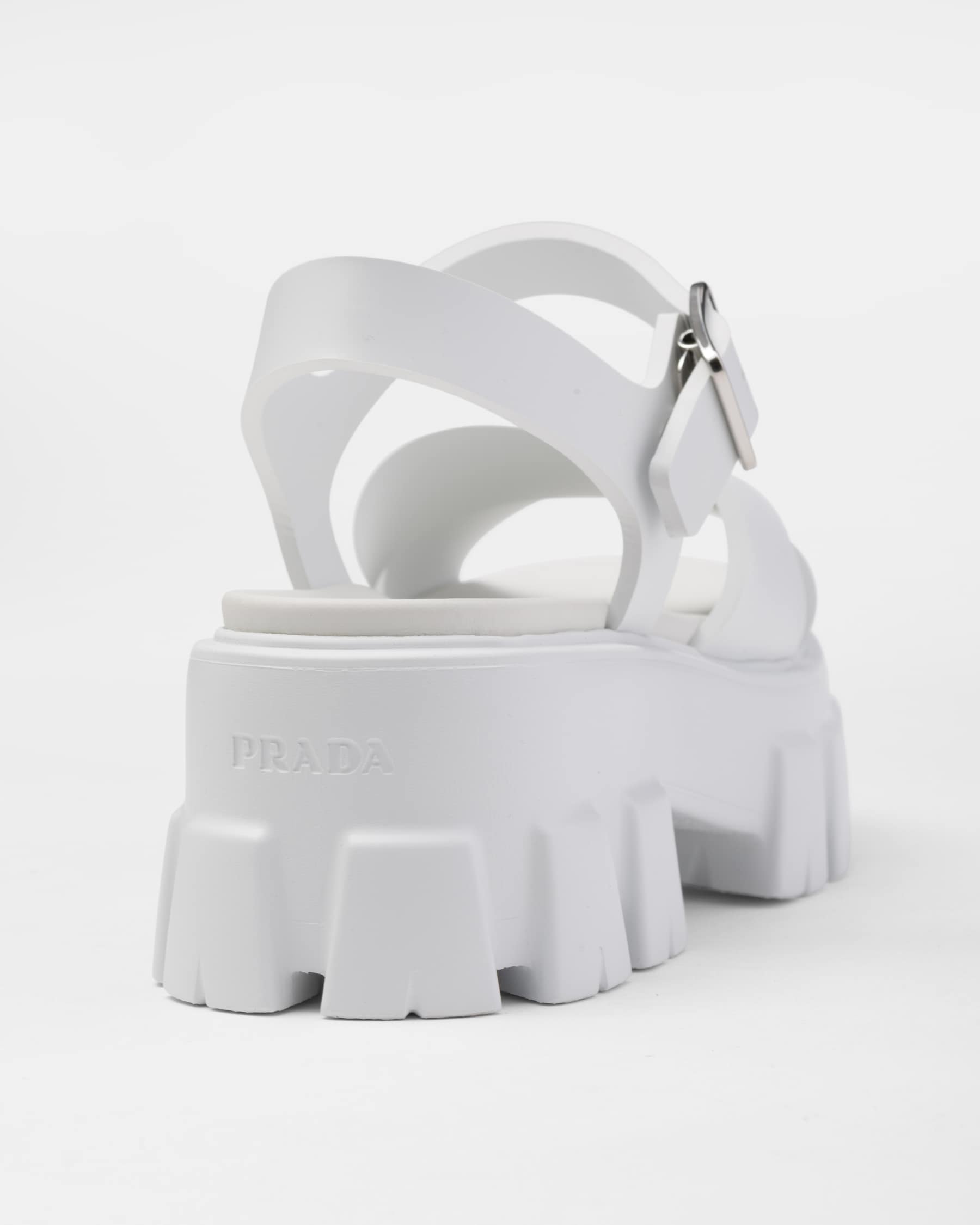 White Monolith Rubber Sandals | PRADA