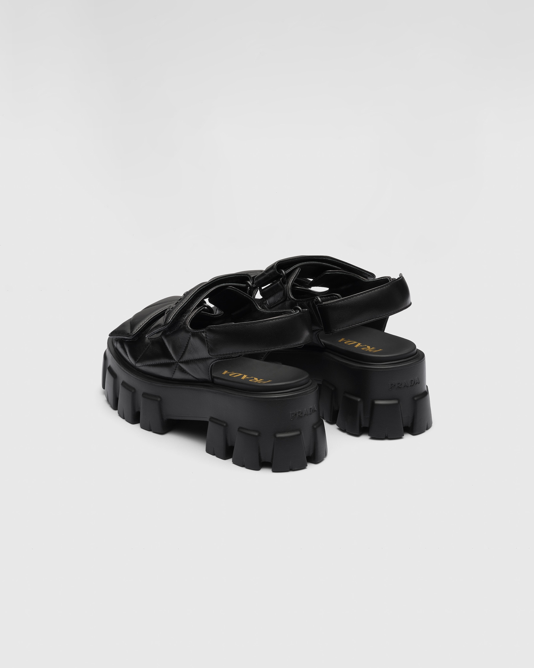 Black Monolith Nappa Leather Sandals | PRADA