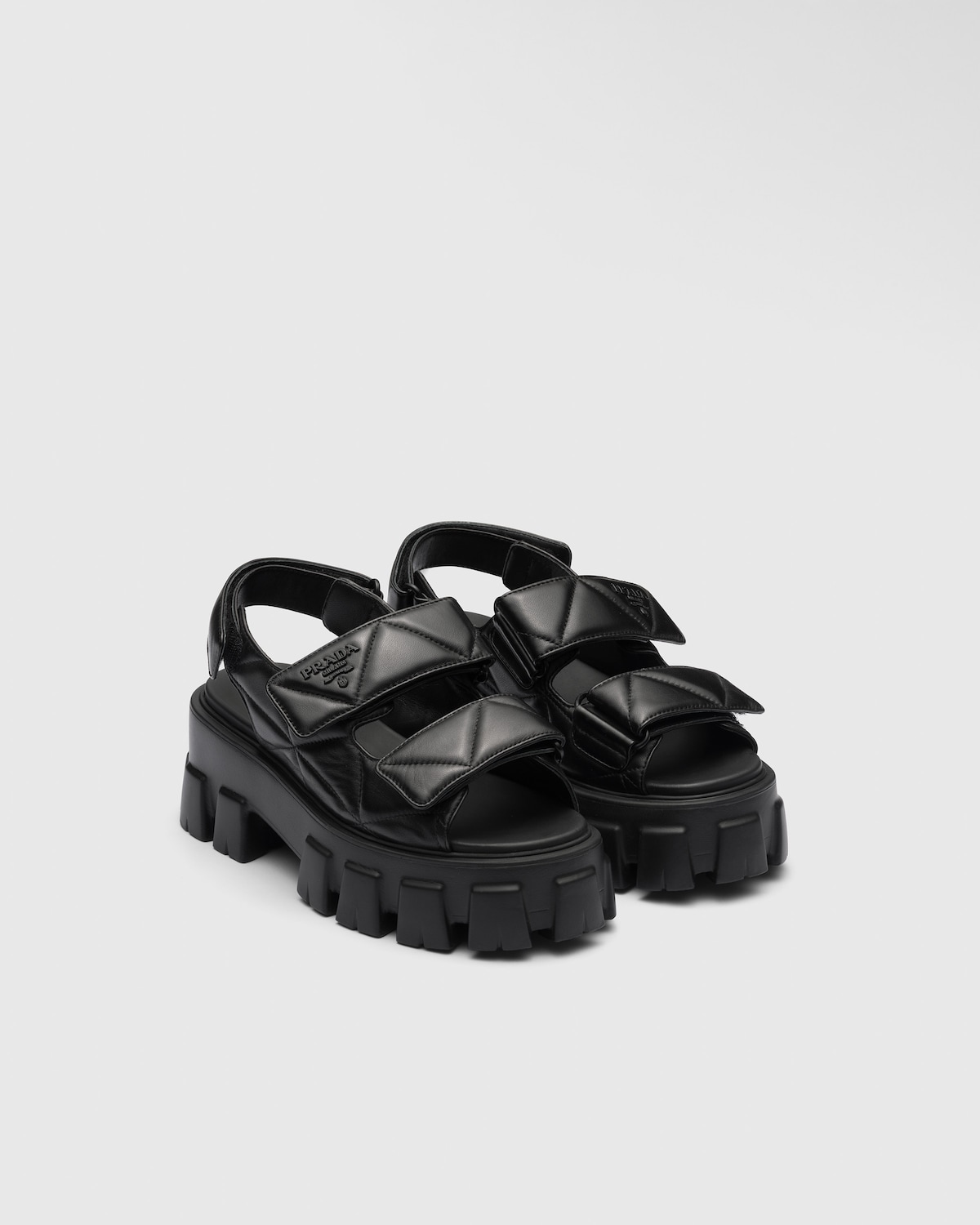 Black Monolith Nappa Leather Sandals | PRADA