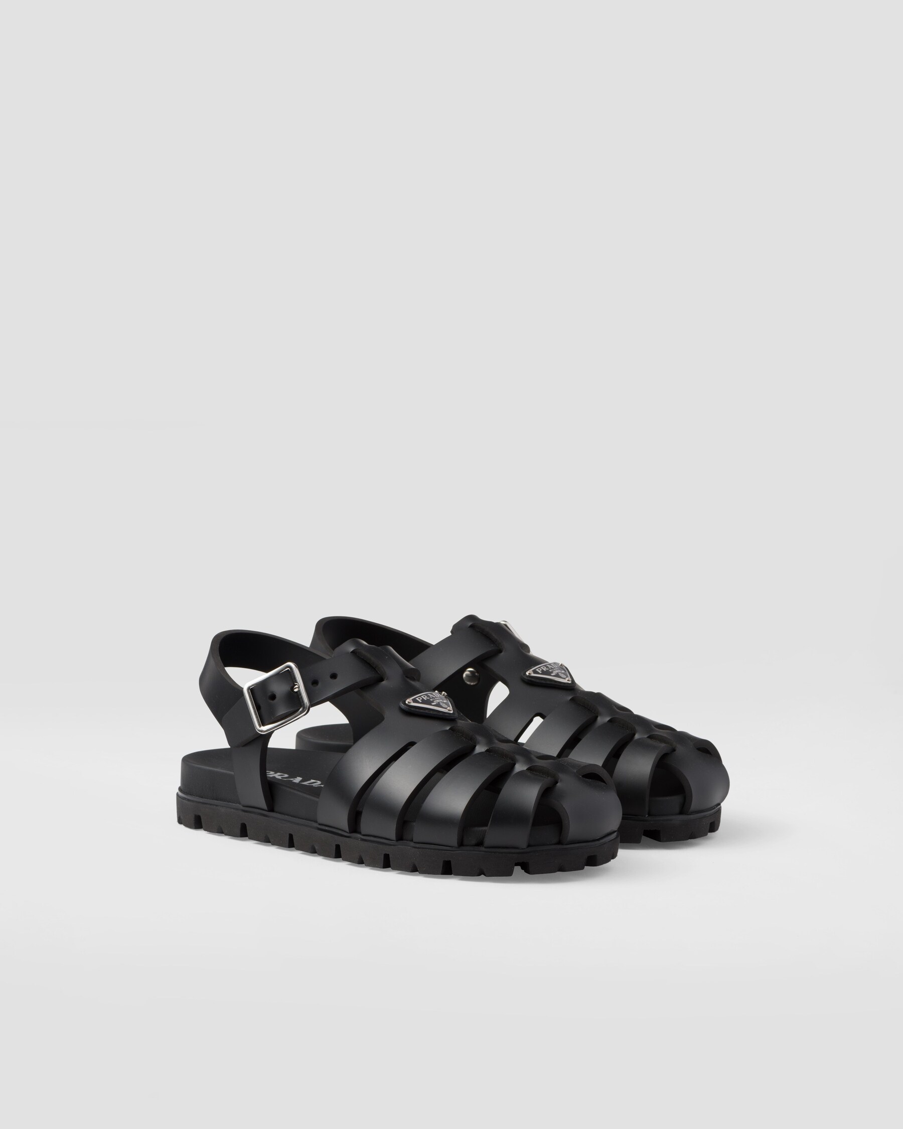 Black Sporty Fisherman Sandals | PRADA