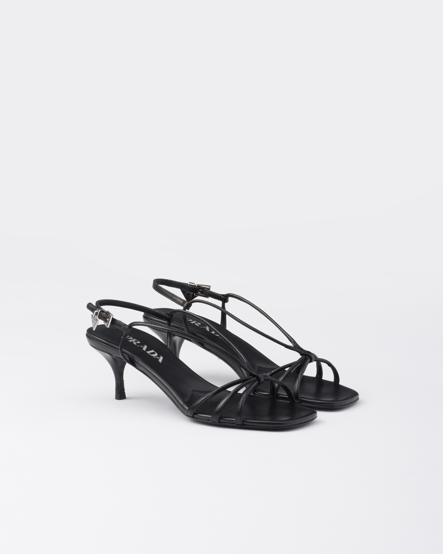 Black Heeled Leather Sandals | PRADA