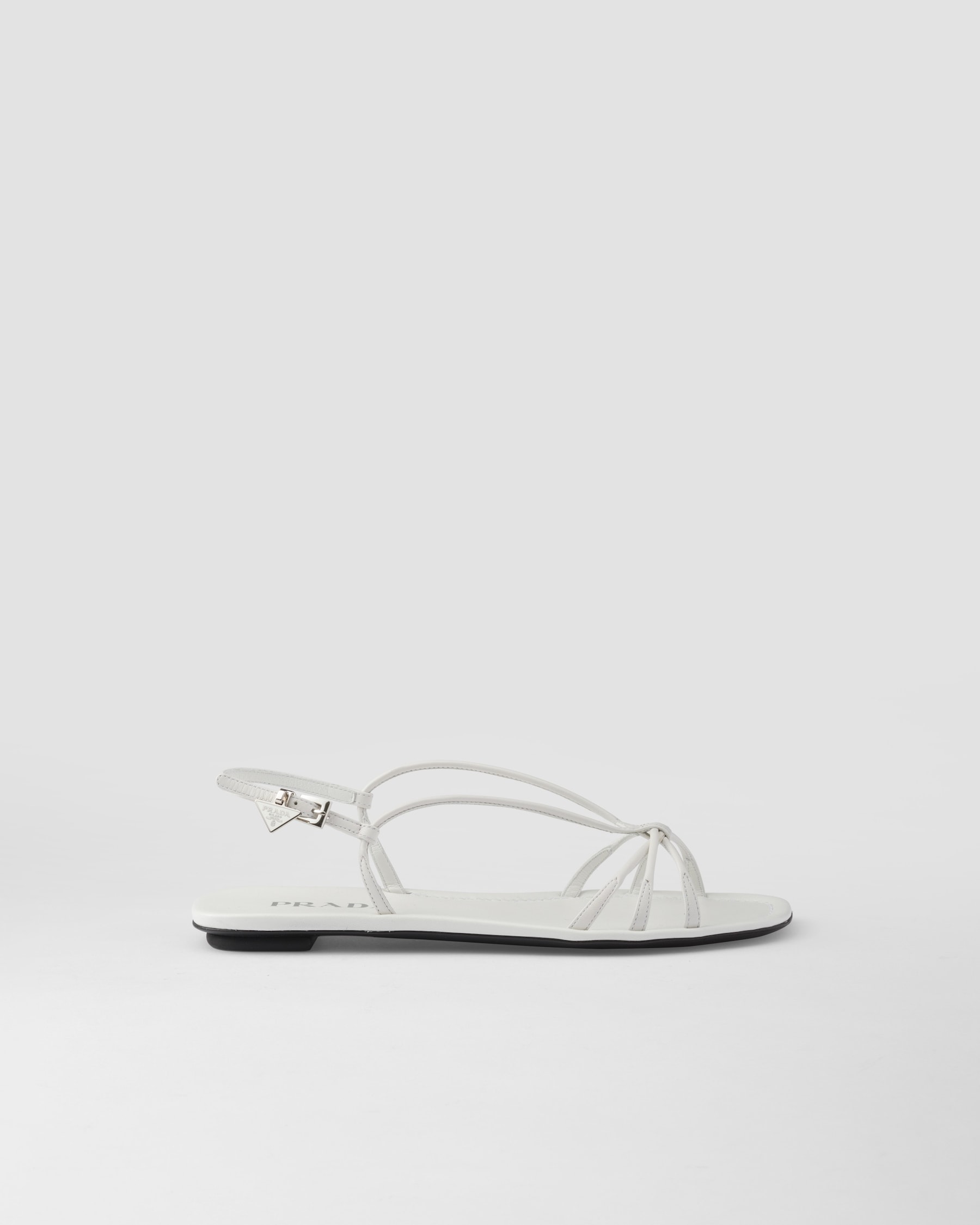 White Flat Leather Sandals | PRADA