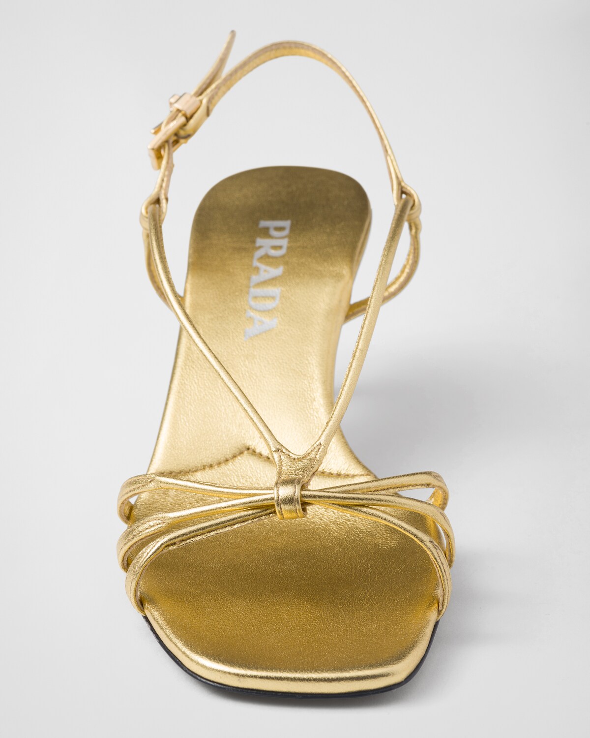 Gold Mordoré Nappa Leather Heeled Sandals | PRADA