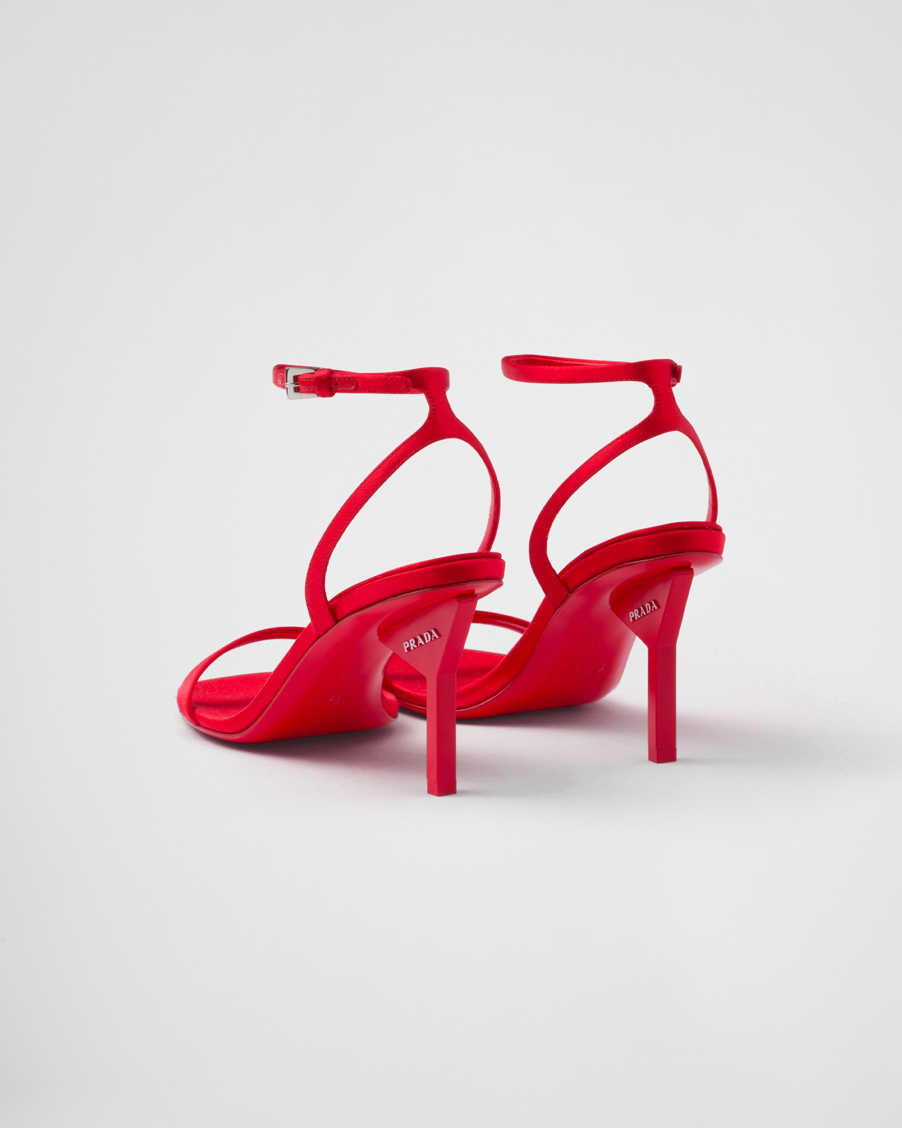 Fiery Red Satin High-heeled Sandals | PRADA