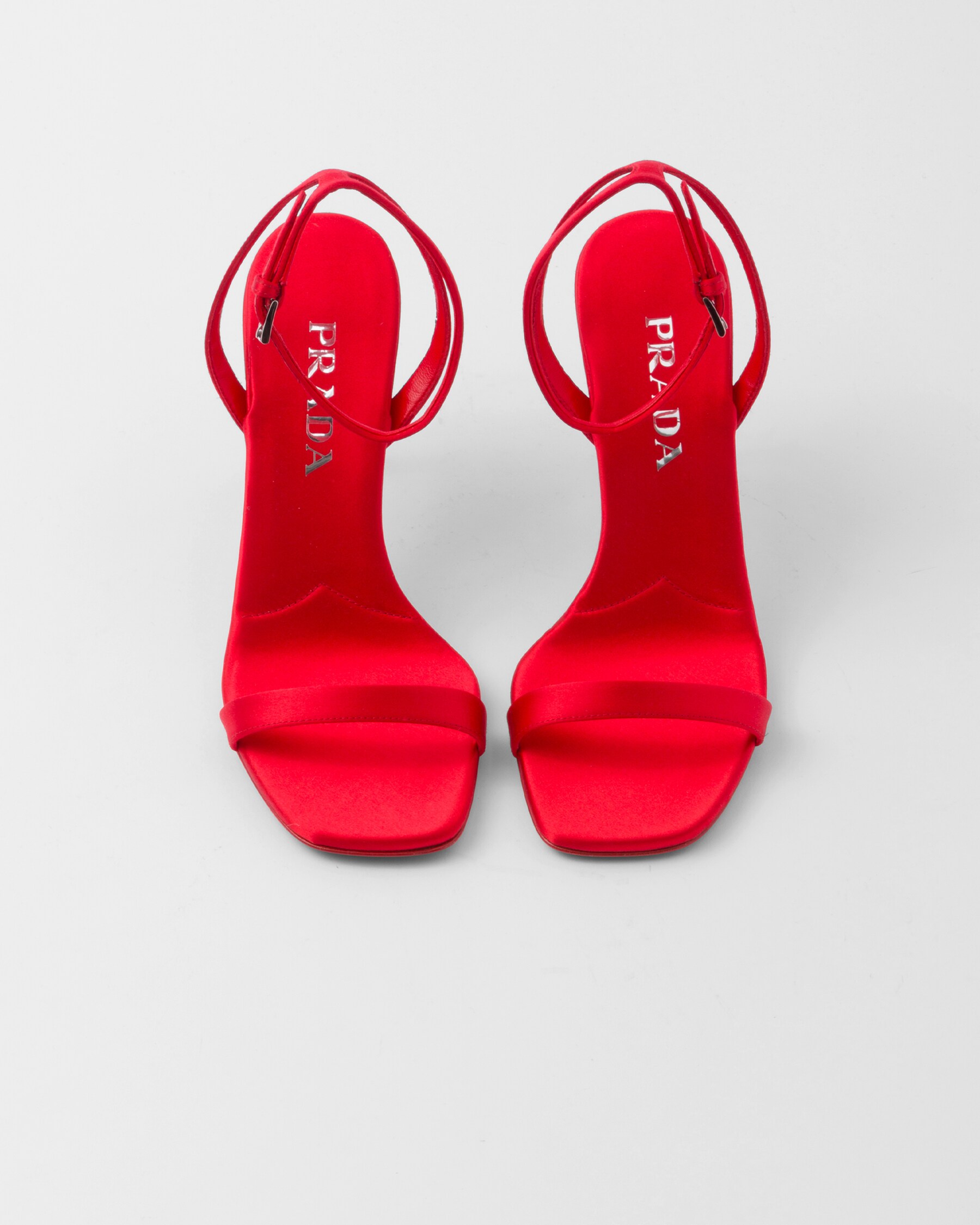 Fiery Red Satin High-heeled Sandals | PRADA