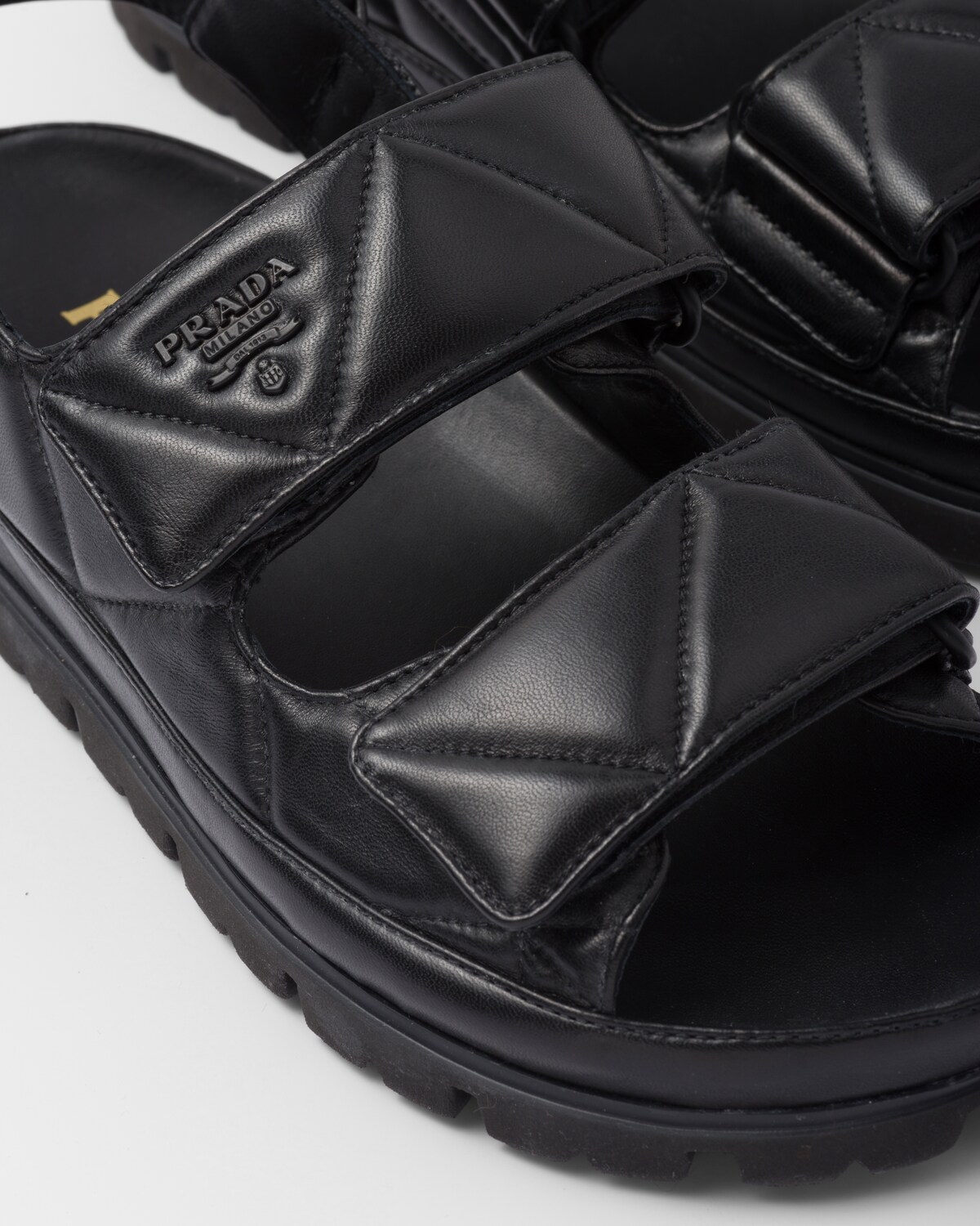 Black Padded Nappa Leather Sandals | PRADA