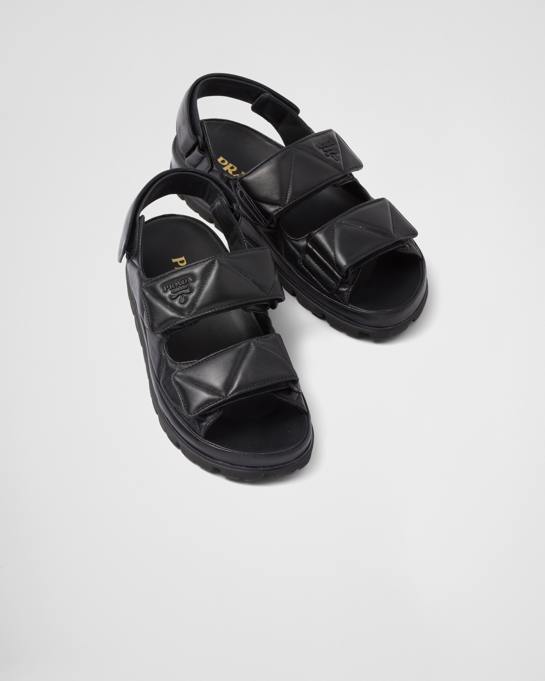 Black Padded Nappa Leather Sandals | PRADA