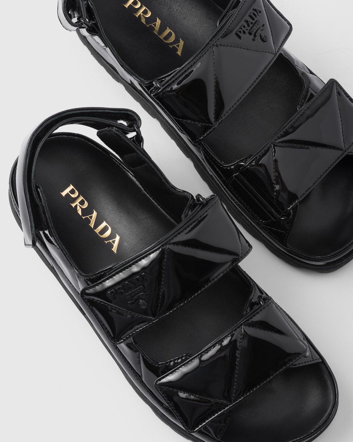 Black Patent Leather Sandals | PRADA