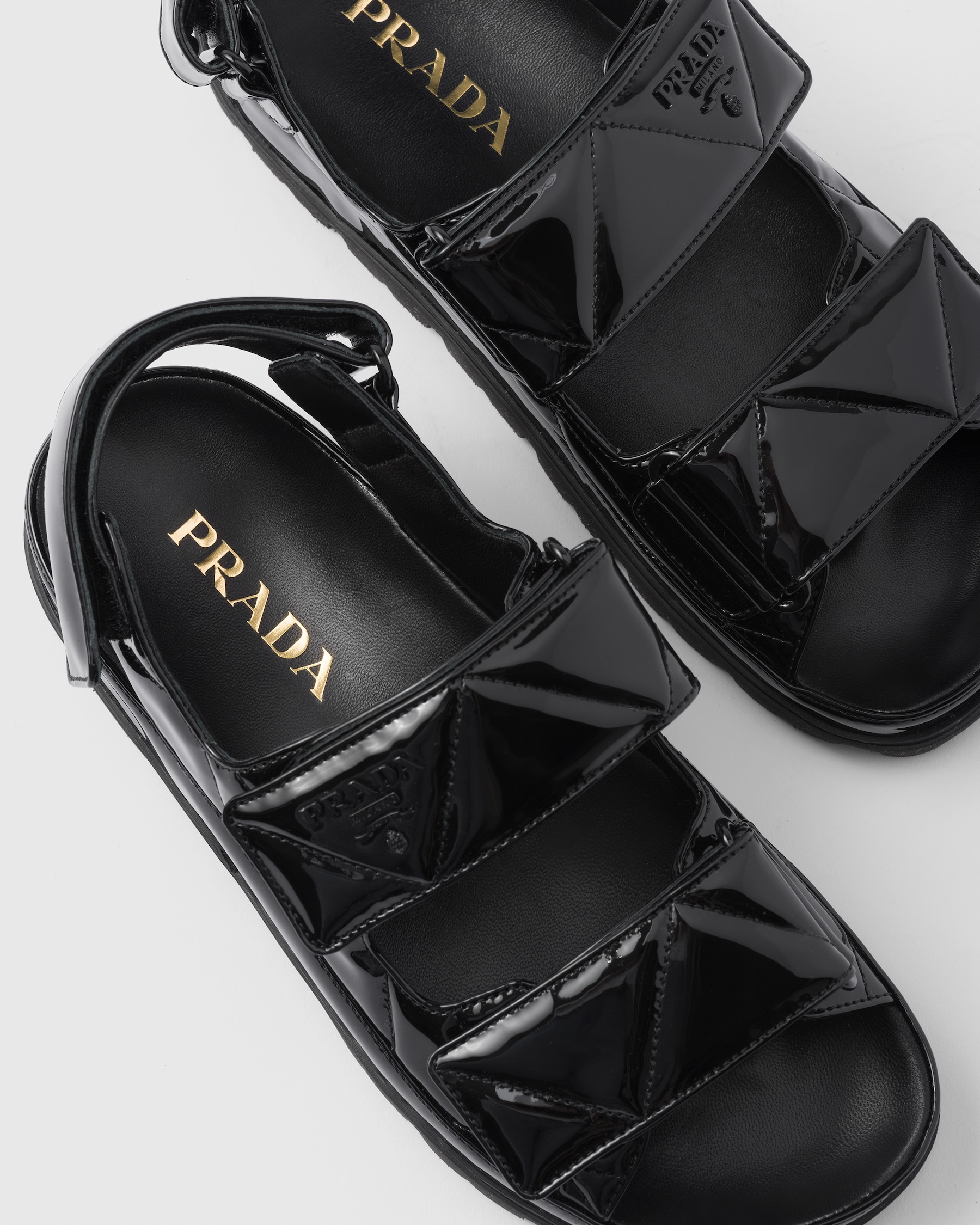 Black Patent Leather Sandals | PRADA