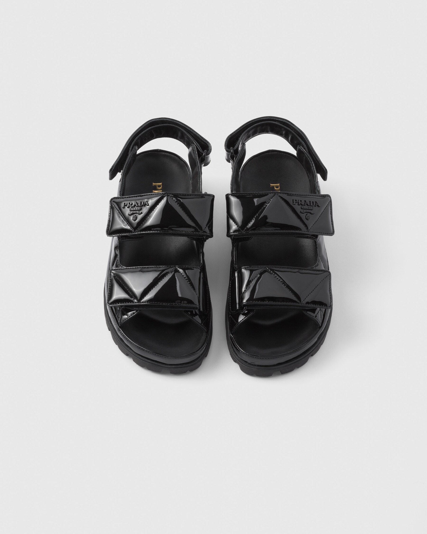 Black Patent Leather Sandals | PRADA