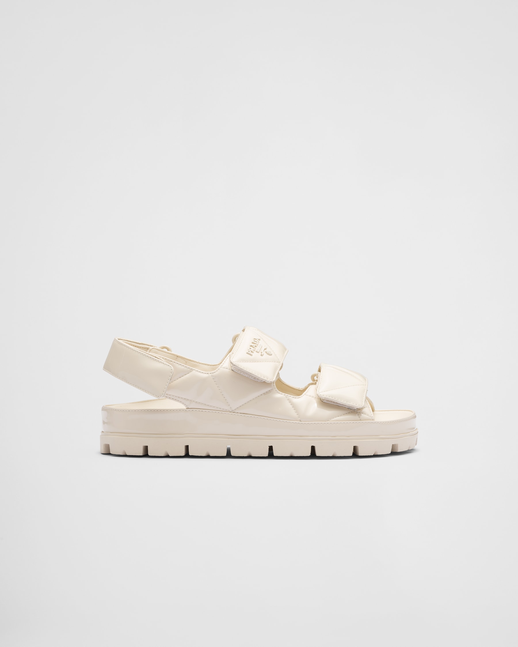 Ivory Patent Leather Sandals | PRADA