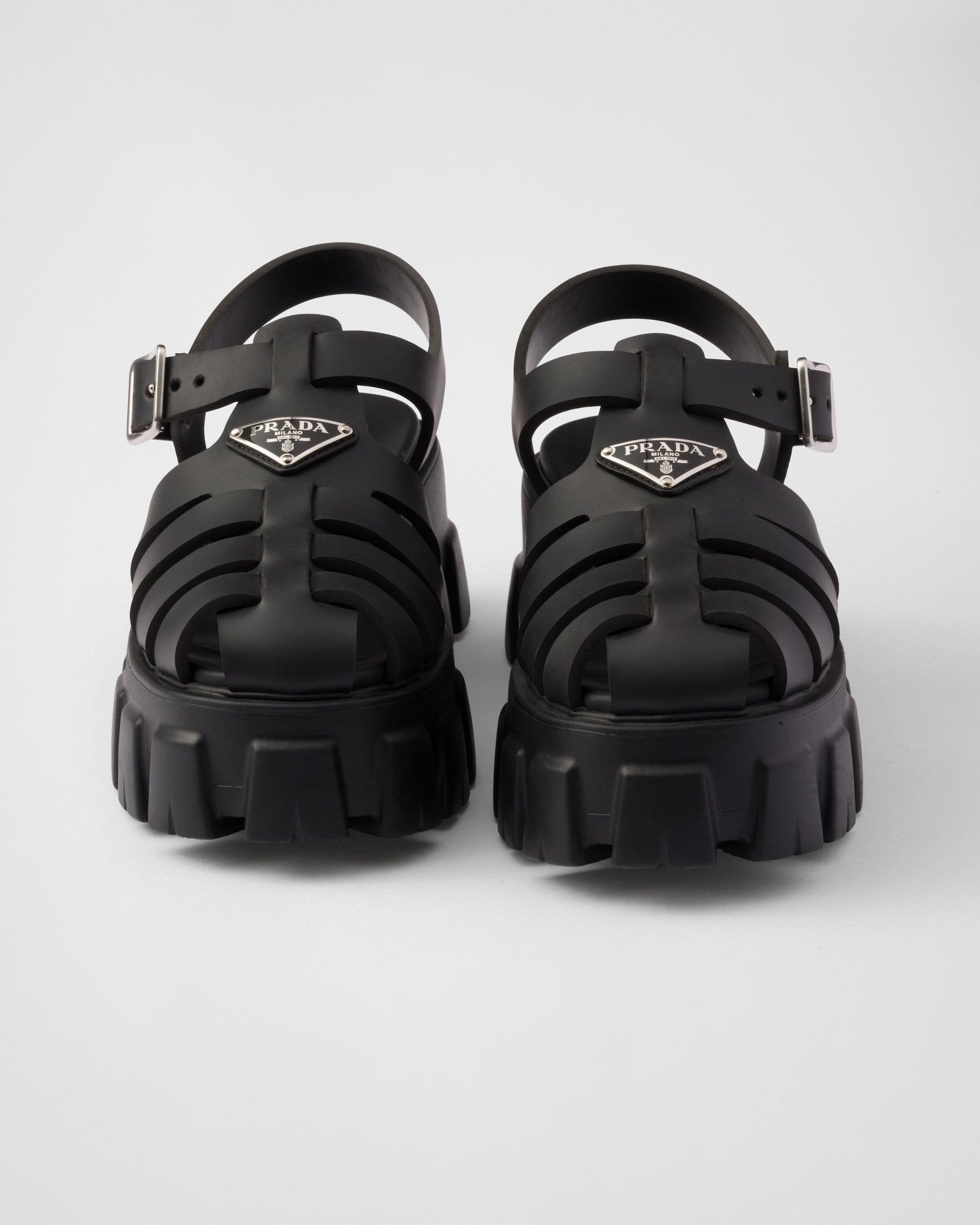 Black Monolith Foam Rubber Sandals | PRADA