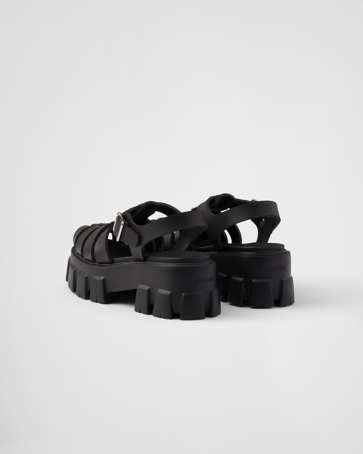 Black Monolith Foam Rubber Sandals | PRADA