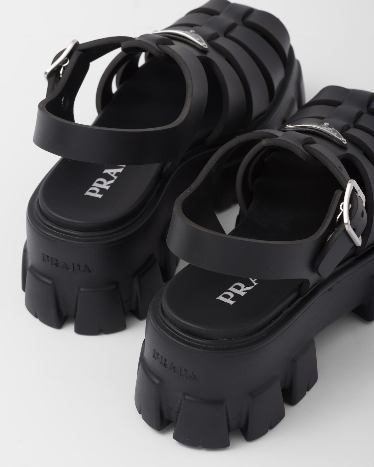 Black Rubber Monolith Sandals | PRADA