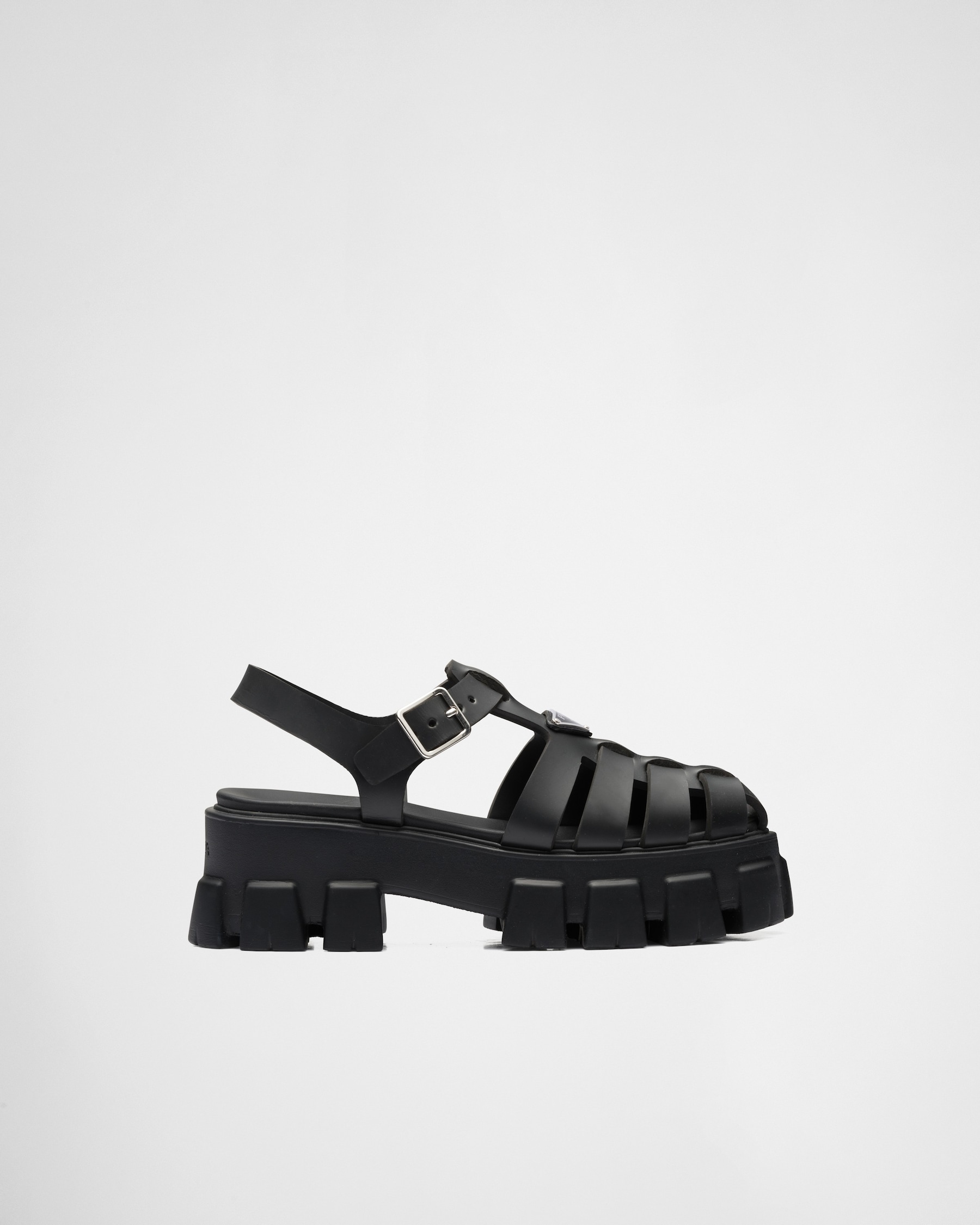 Black Rubber Monolith Sandals | PRADA
