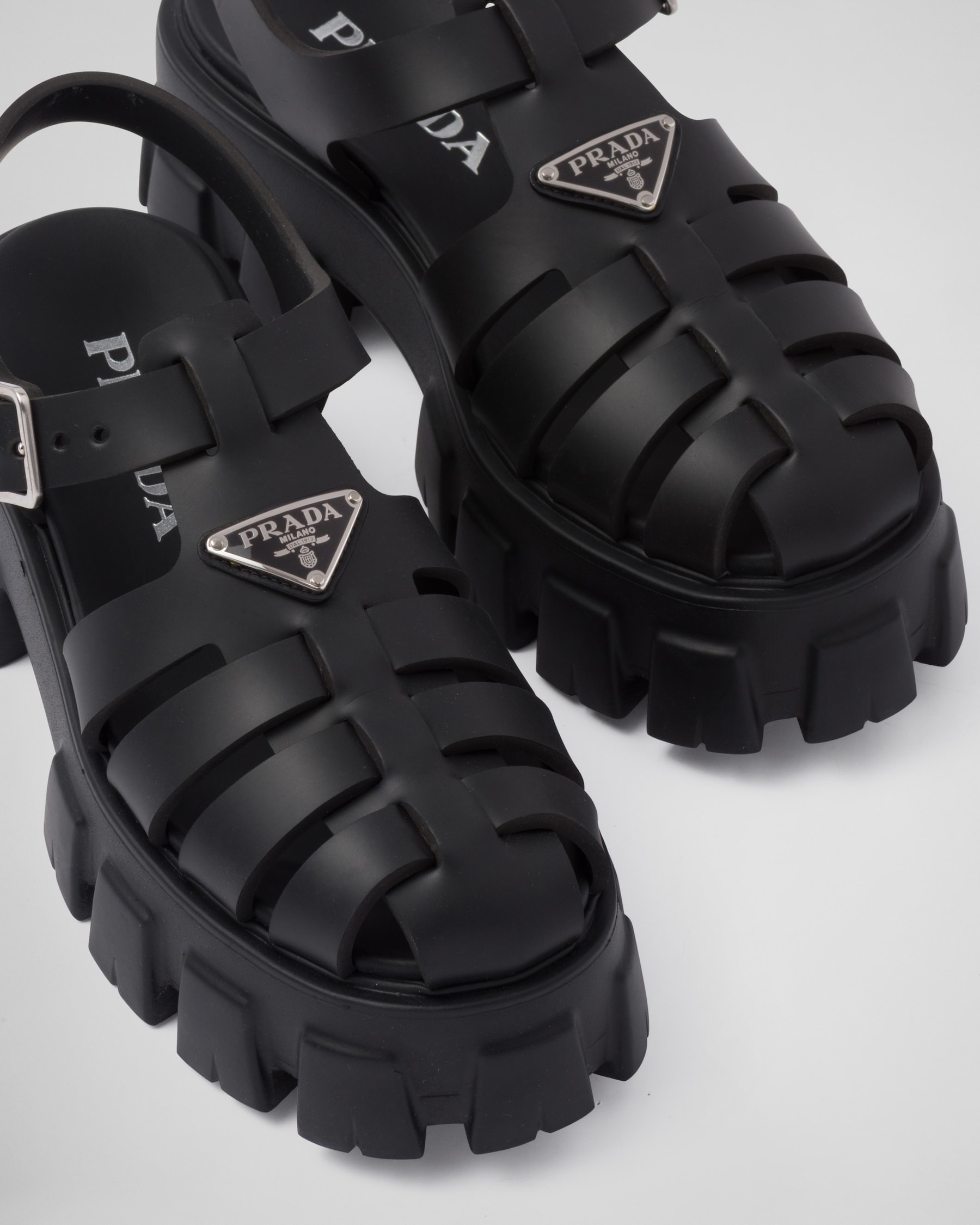 Black Rubber Monolith Sandals | PRADA