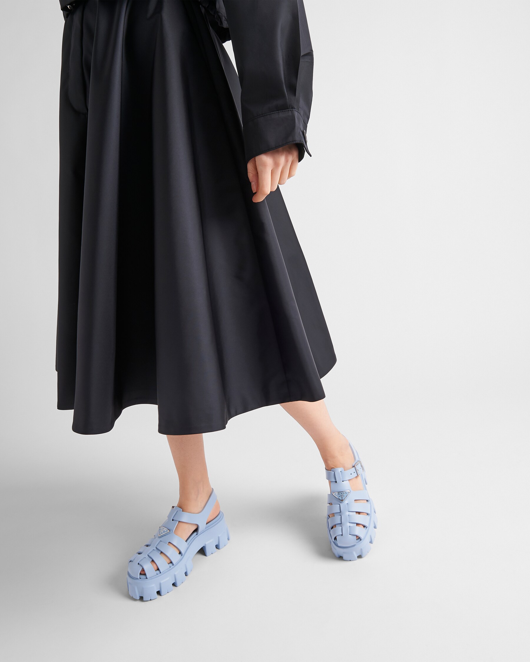 Sky Blue Monolith Foam Rubber Sandals | PRADA