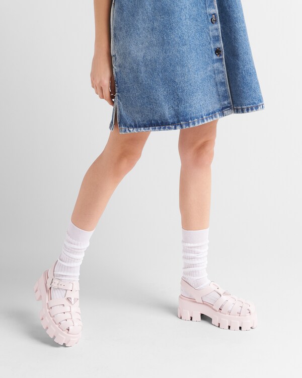 Alabaster Pink Monolith Foam Rubber Sandals | PRADA