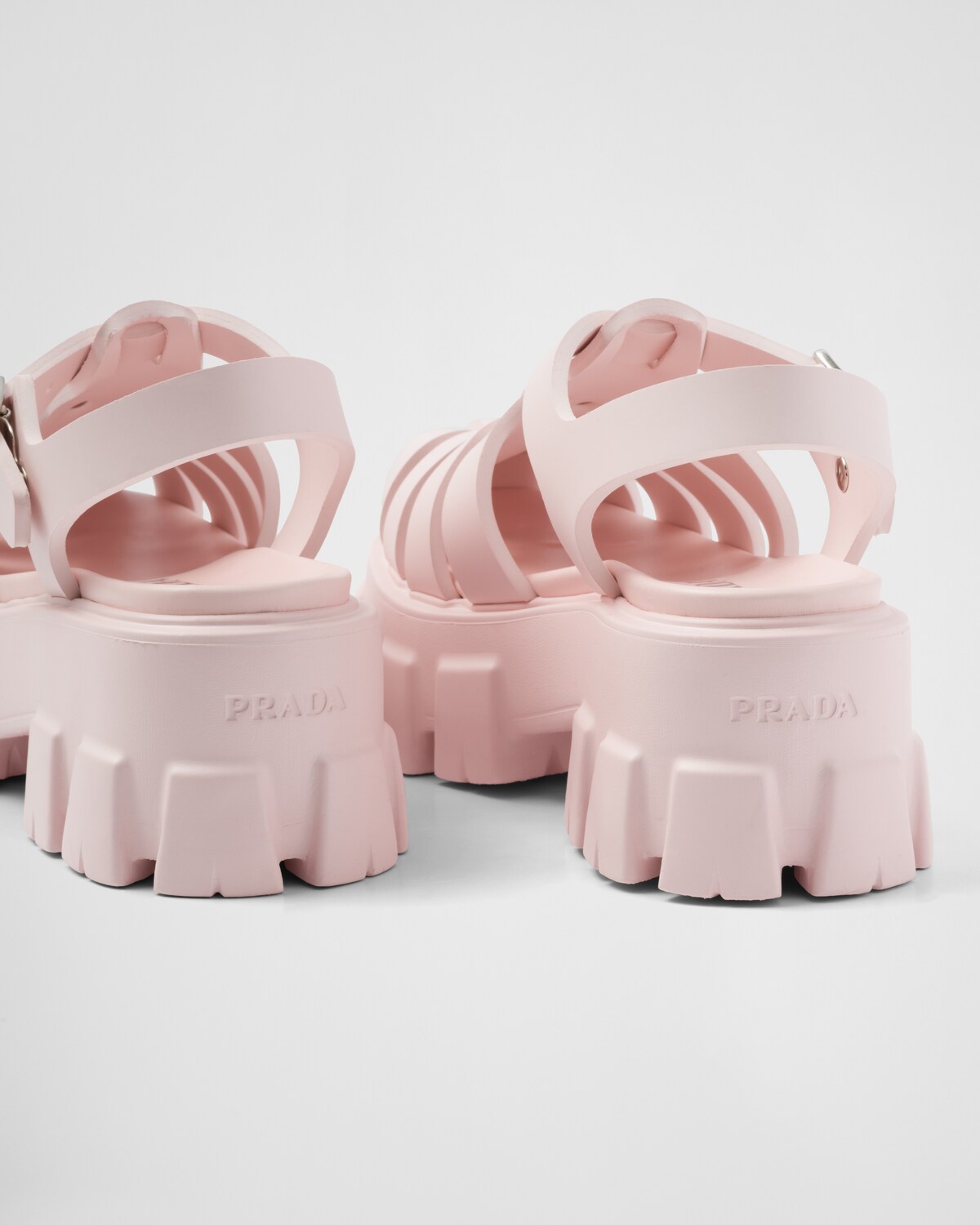 Alabaster Pink Monolith Foam Rubber Sandals | PRADA