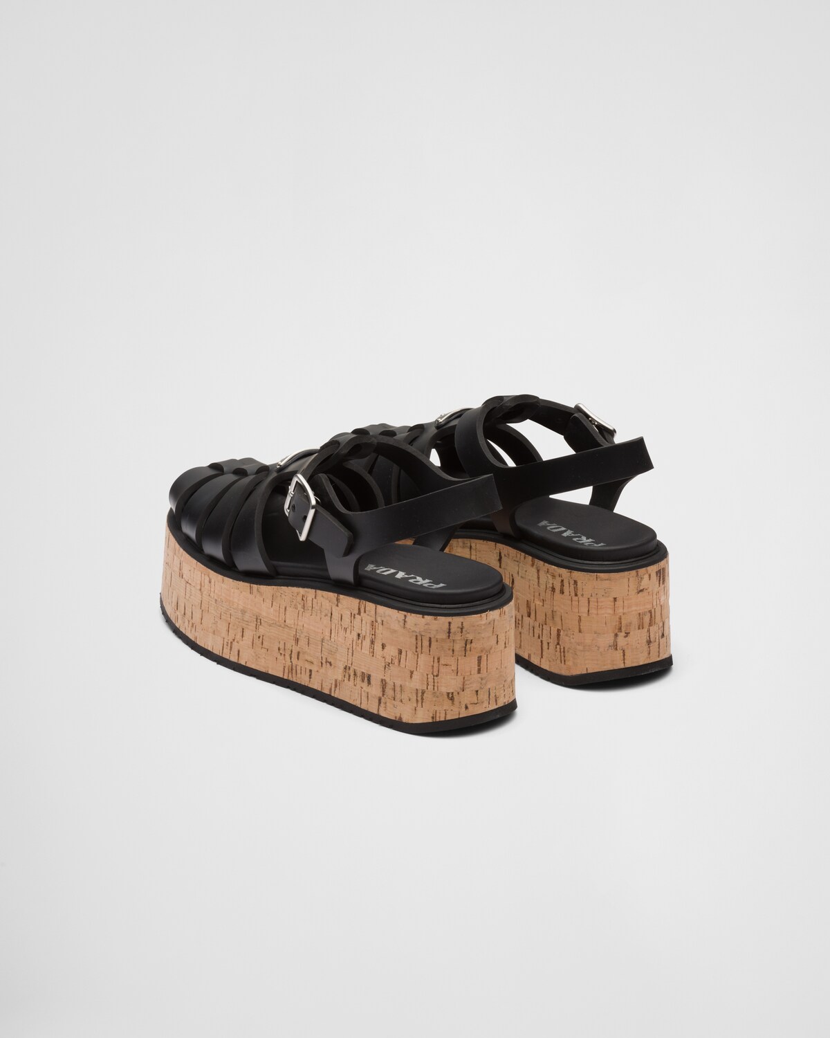 Black Rubber Wedge Platform Sandals | PRADA