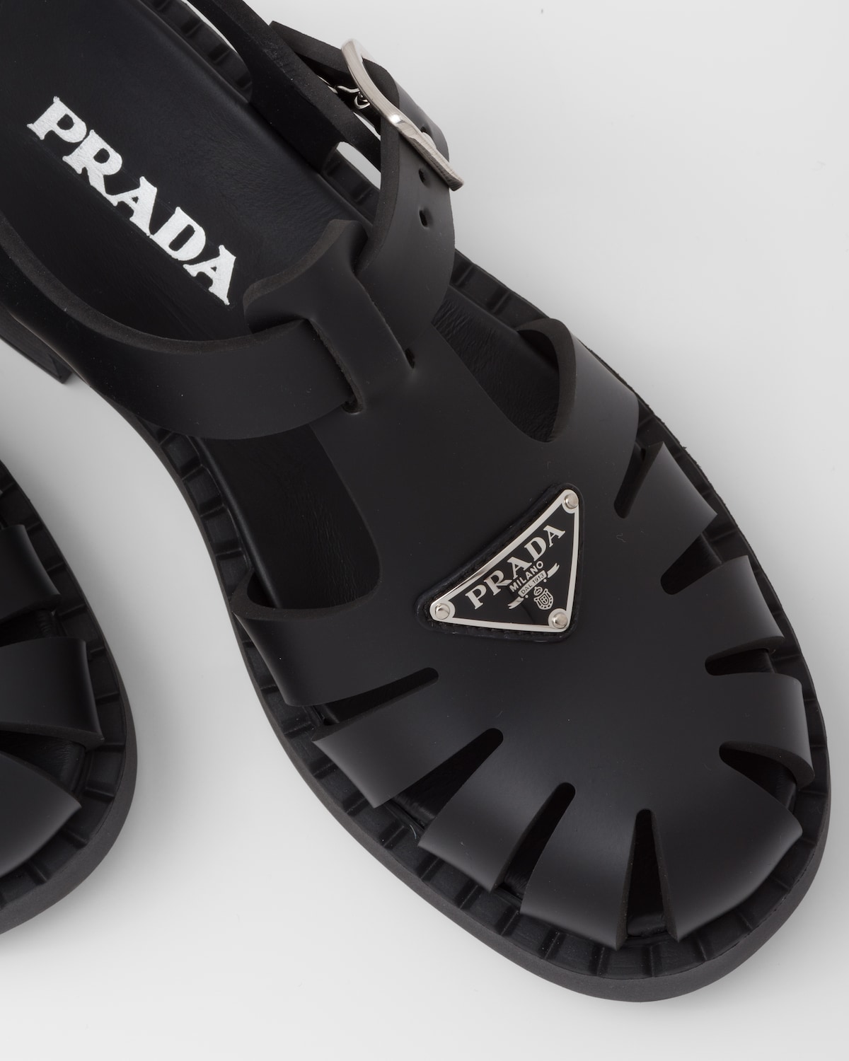 Black Sporty Foam Rubber Sandals | PRADA