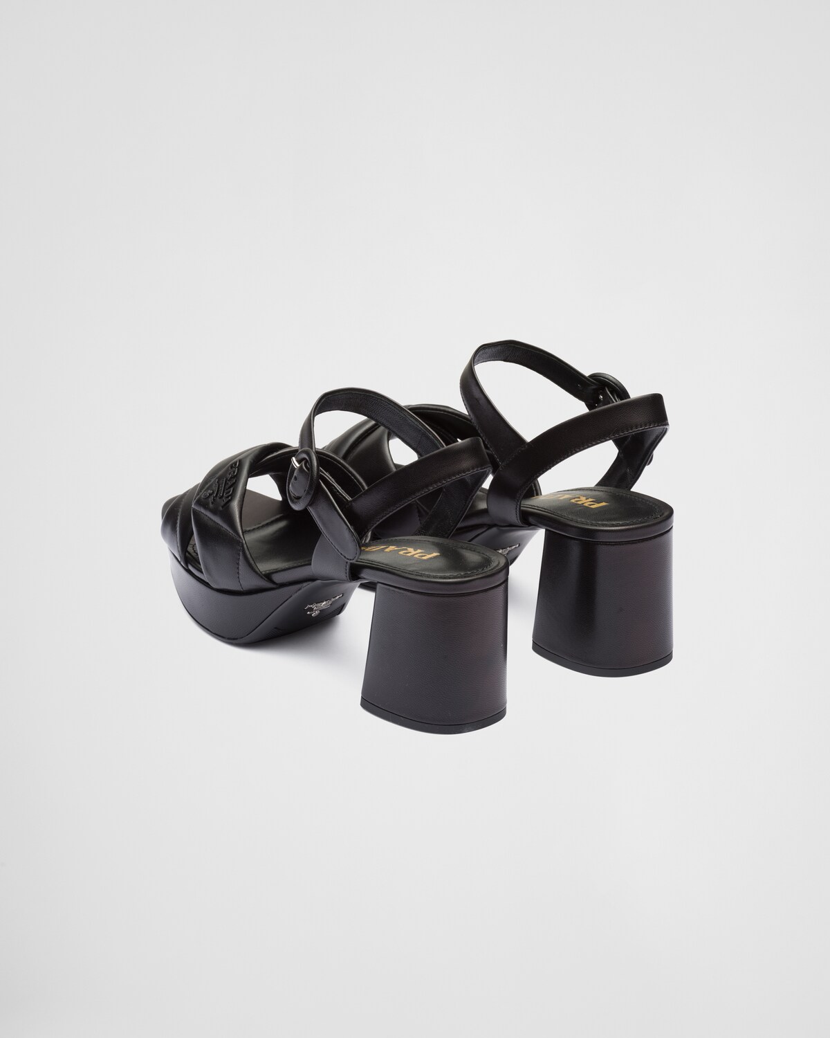 Black Quilted Nappa Leather Platform Sandals | PRADA