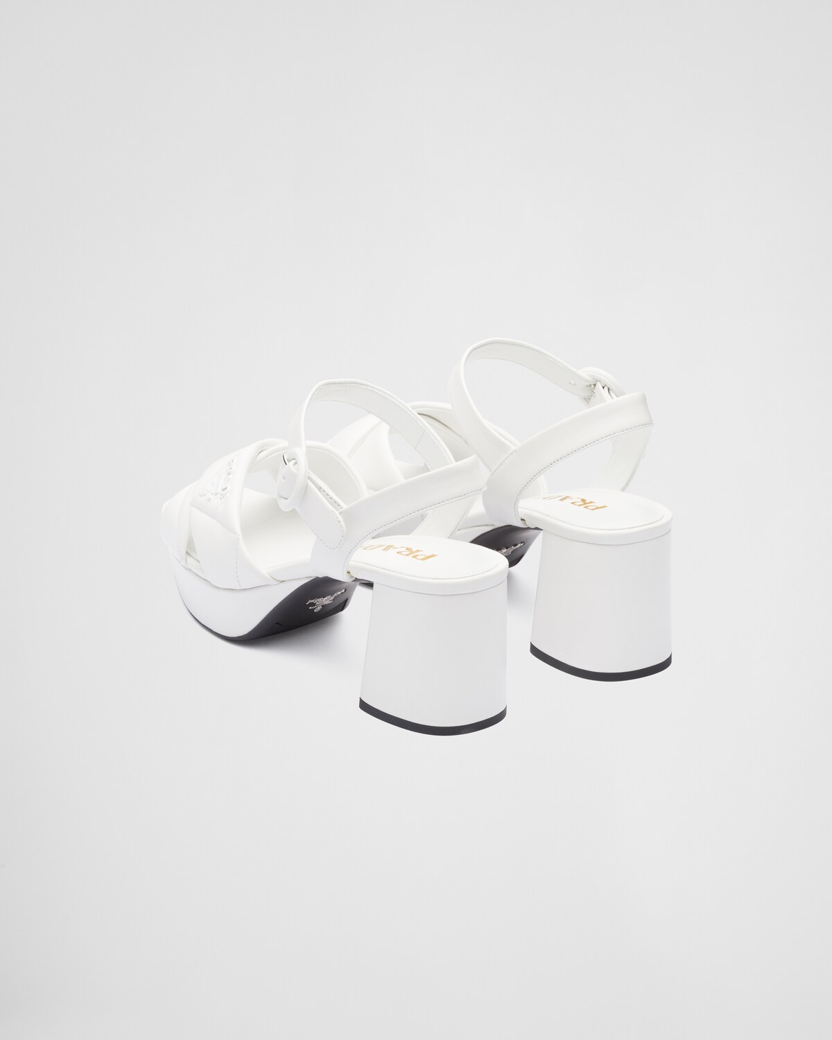 White Quilted Nappa Leather Platform Sandals | PRADA