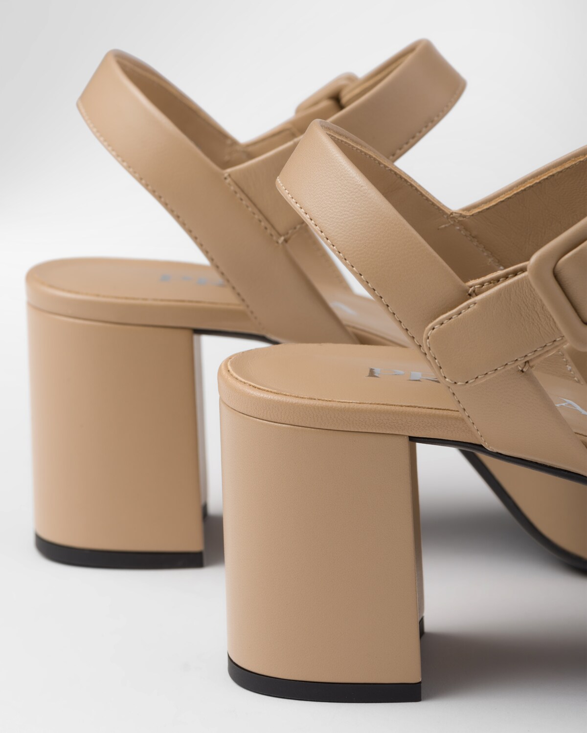 Sand Beige Quilted Nappa Leather Platform Sandals | PRADA
