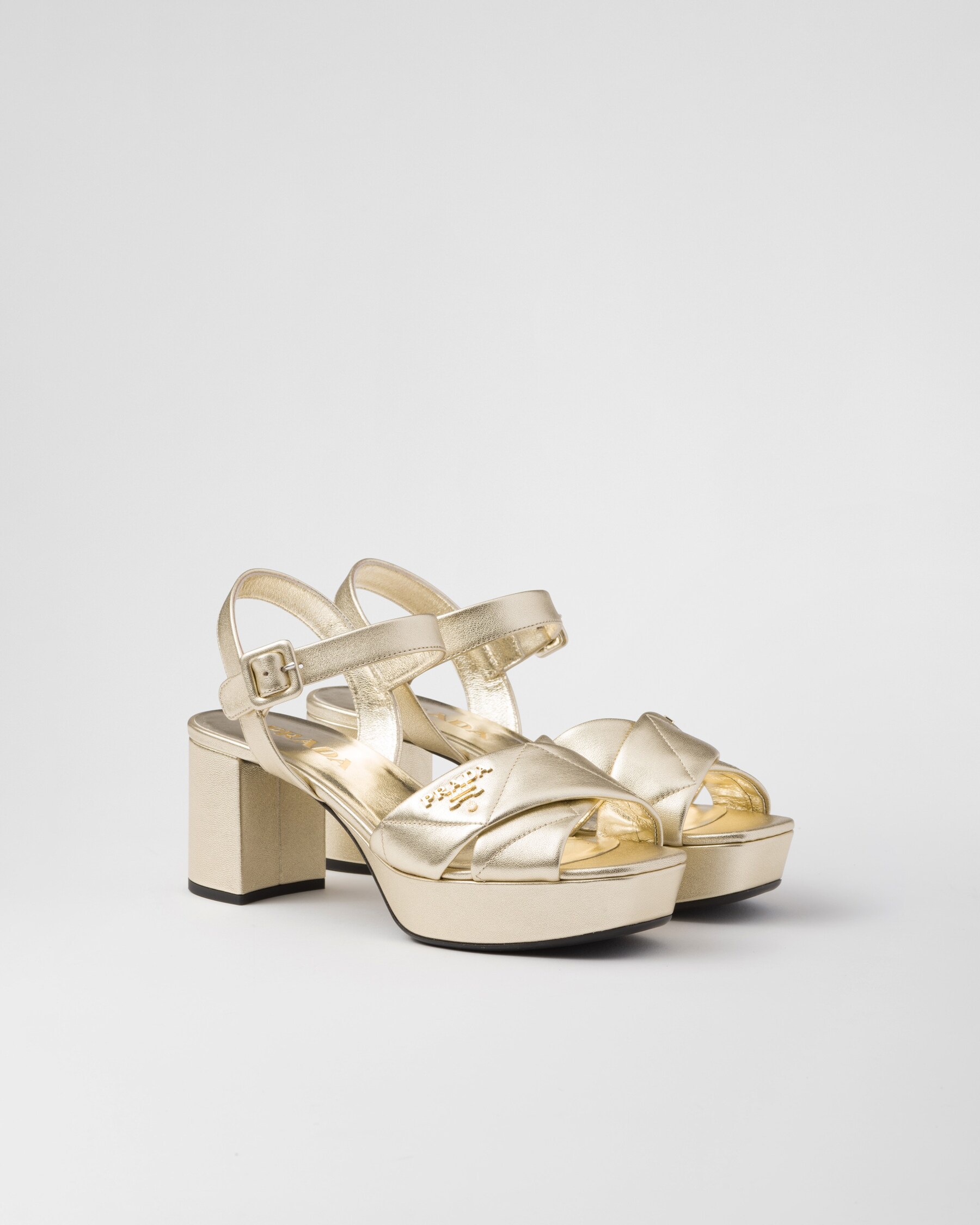 Pyrite Quilted Nappa Leather Platform Sandals | PRADA