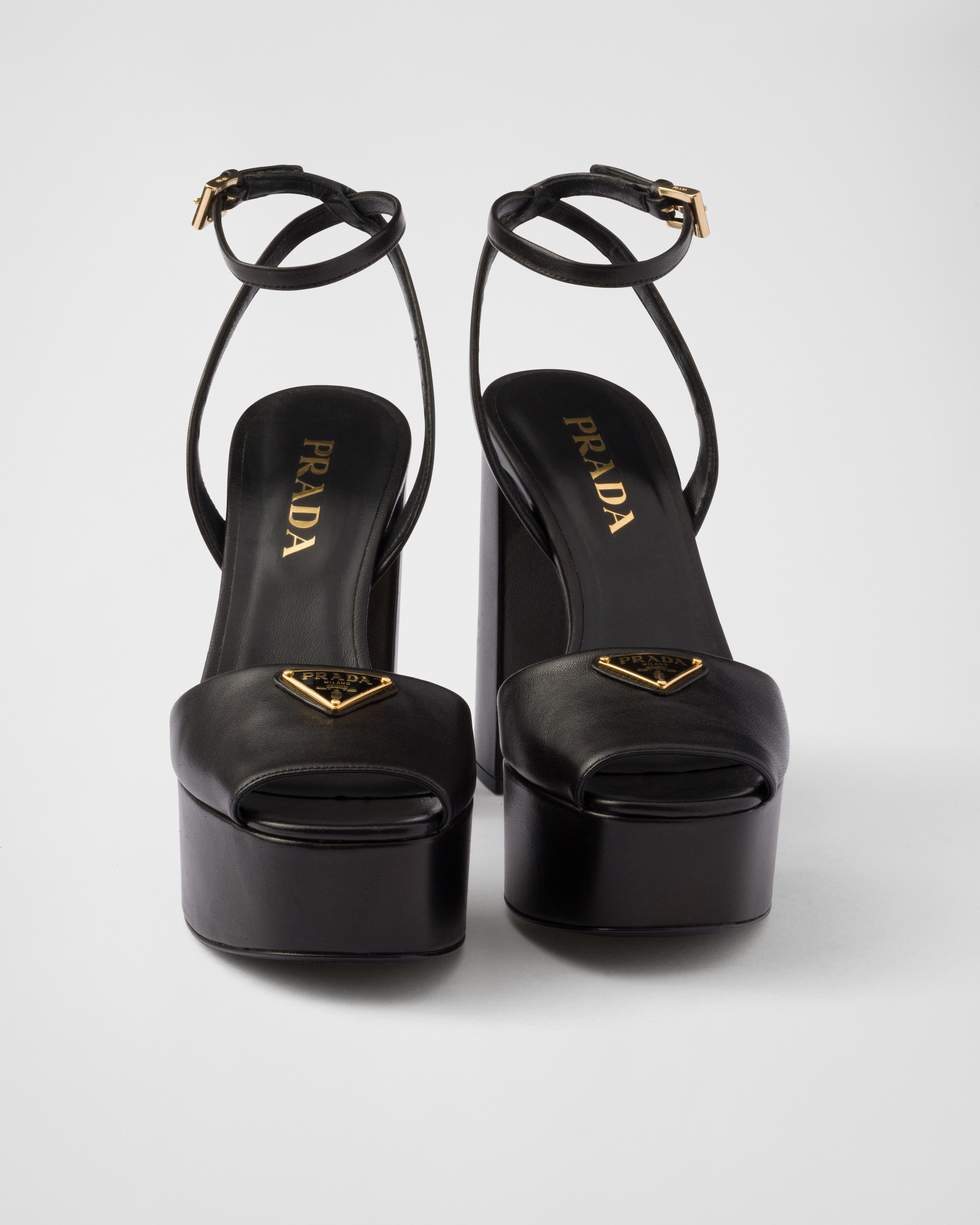 Black Nappa Leather Platform Sandals | PRADA