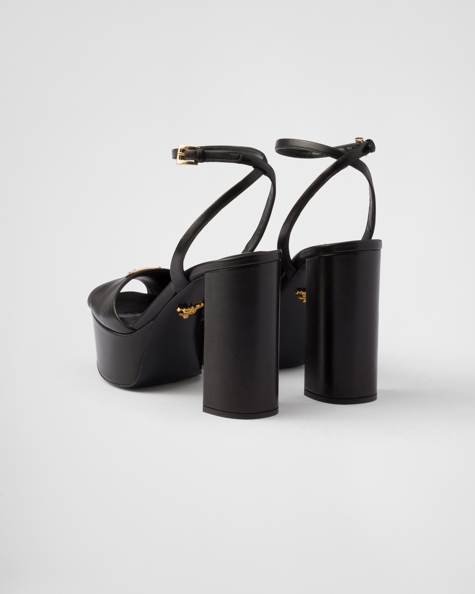 Black Nappa Leather Platform Sandals | PRADA