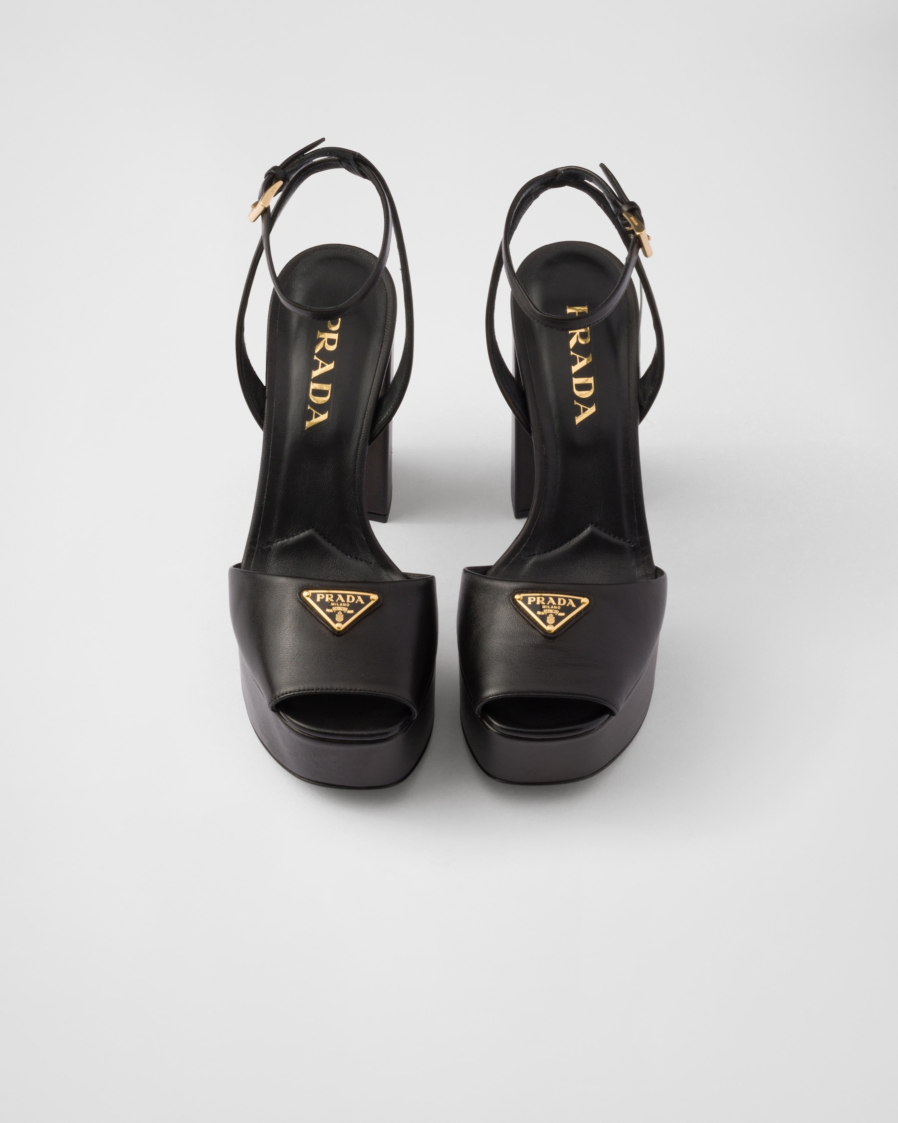 Black Nappa Leather Platform Sandals | PRADA