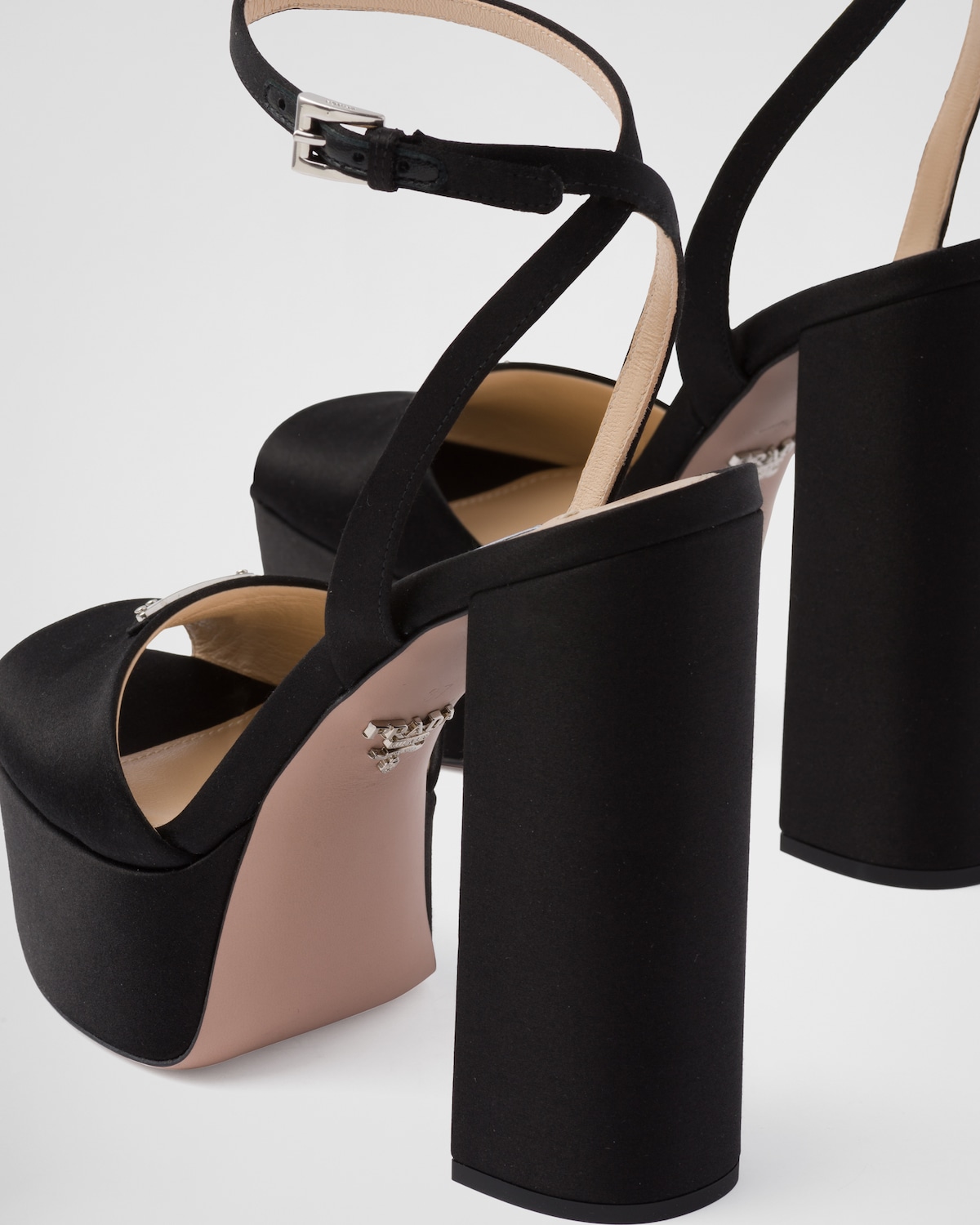 Black High-heeled Satin Sandals | PRADA