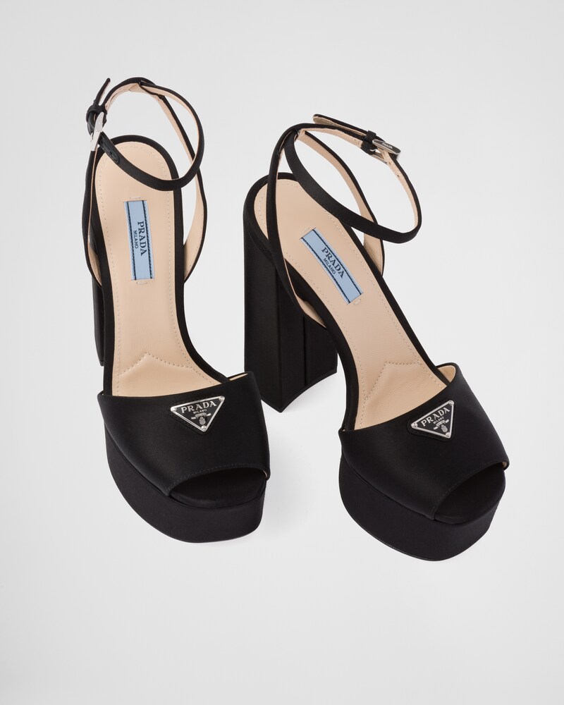 Black High-heeled Satin Sandals | PRADA