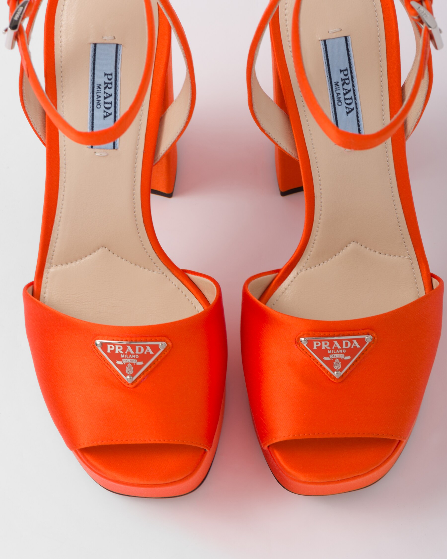 Orange High-heeled Satin Sandals | PRADA