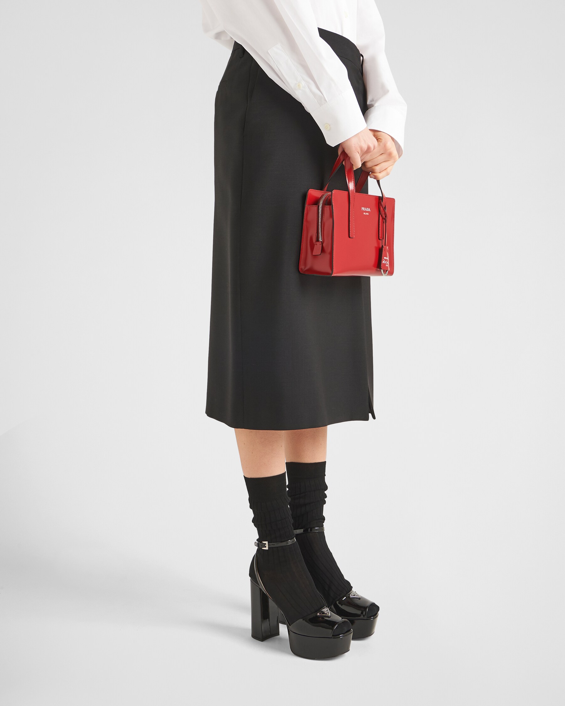 Black Patent Leather Platform Sandals | PRADA