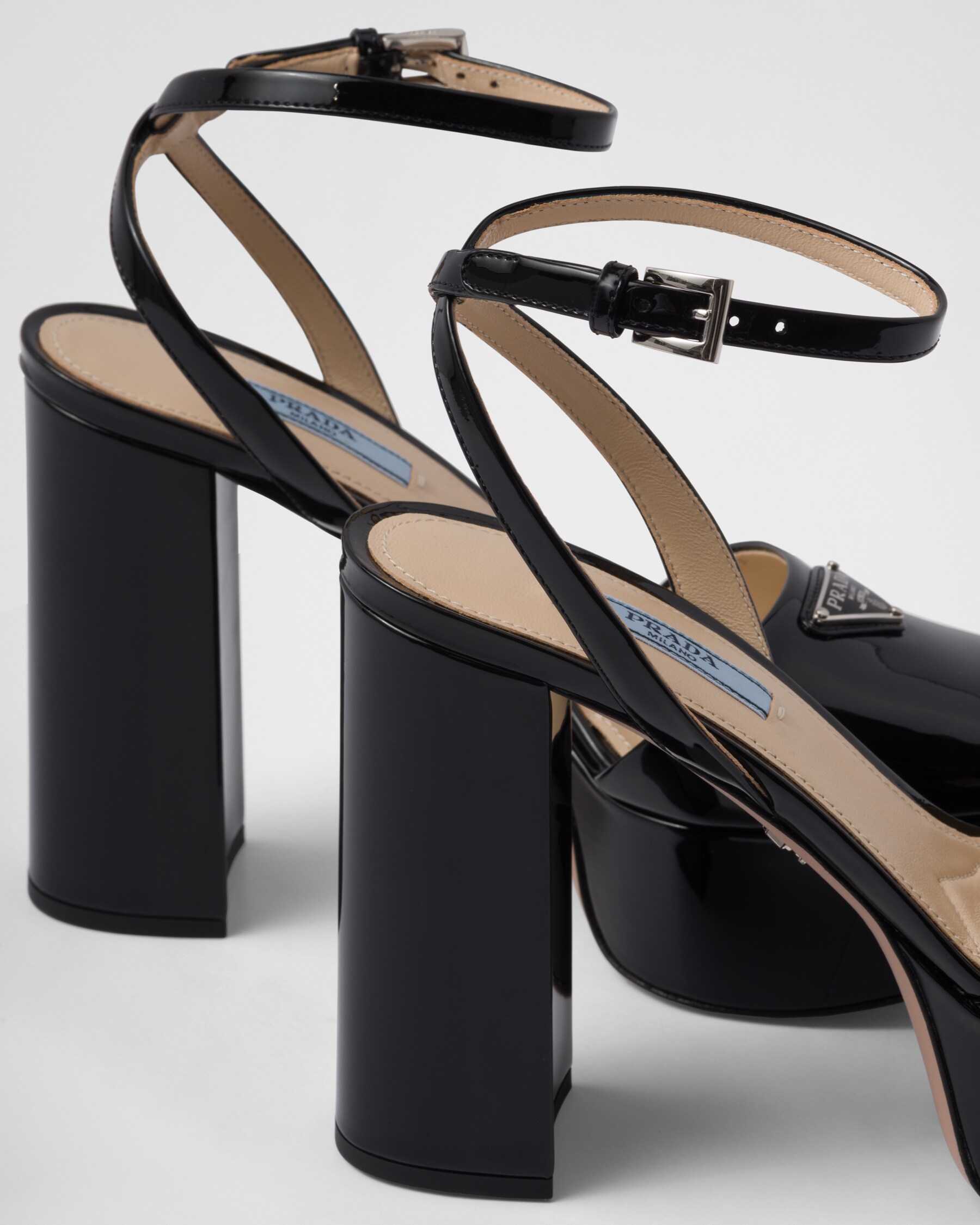 Black Patent Leather Platform Sandals | PRADA