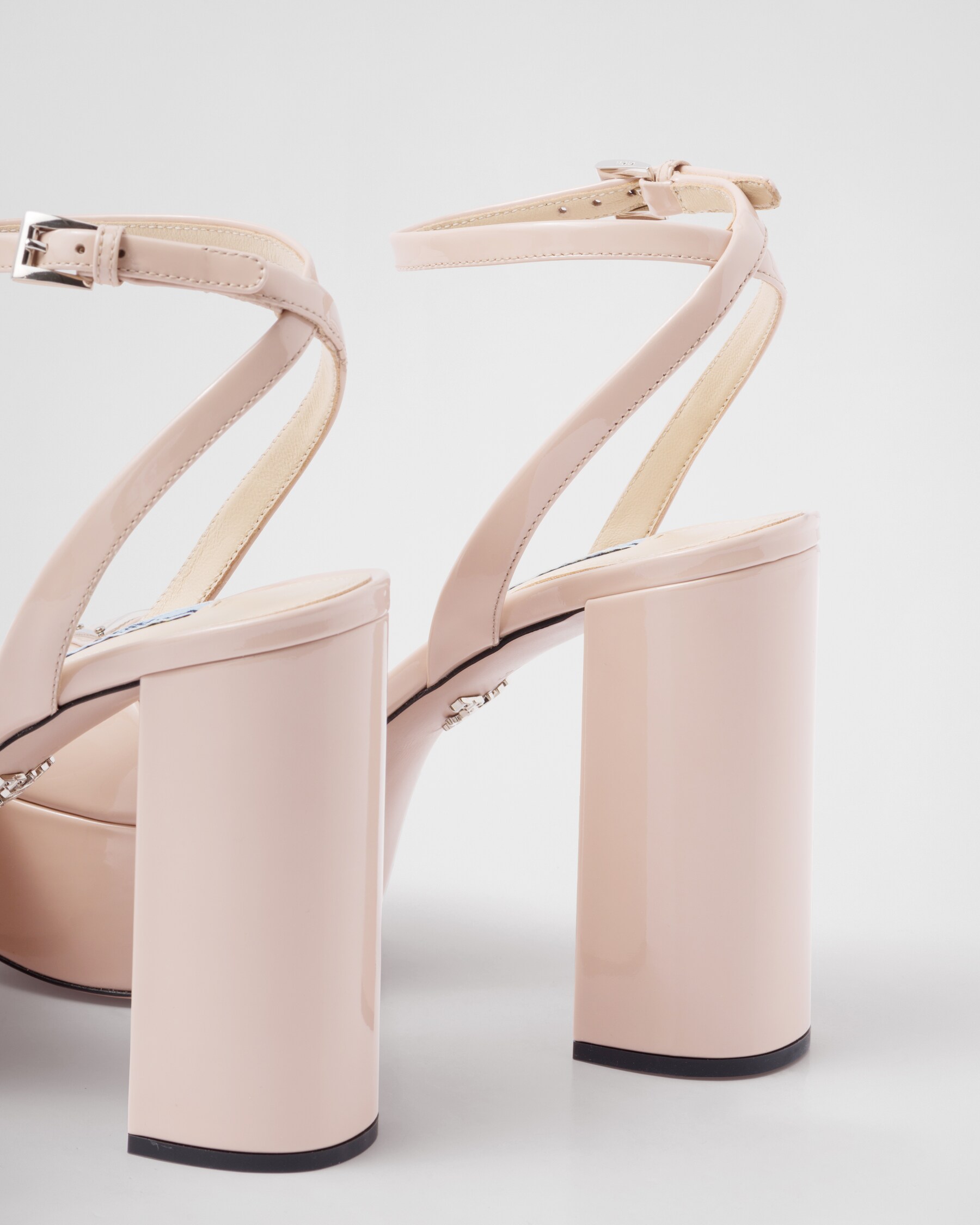 Powder Pink Patent Leather Platform Sandals | PRADA
