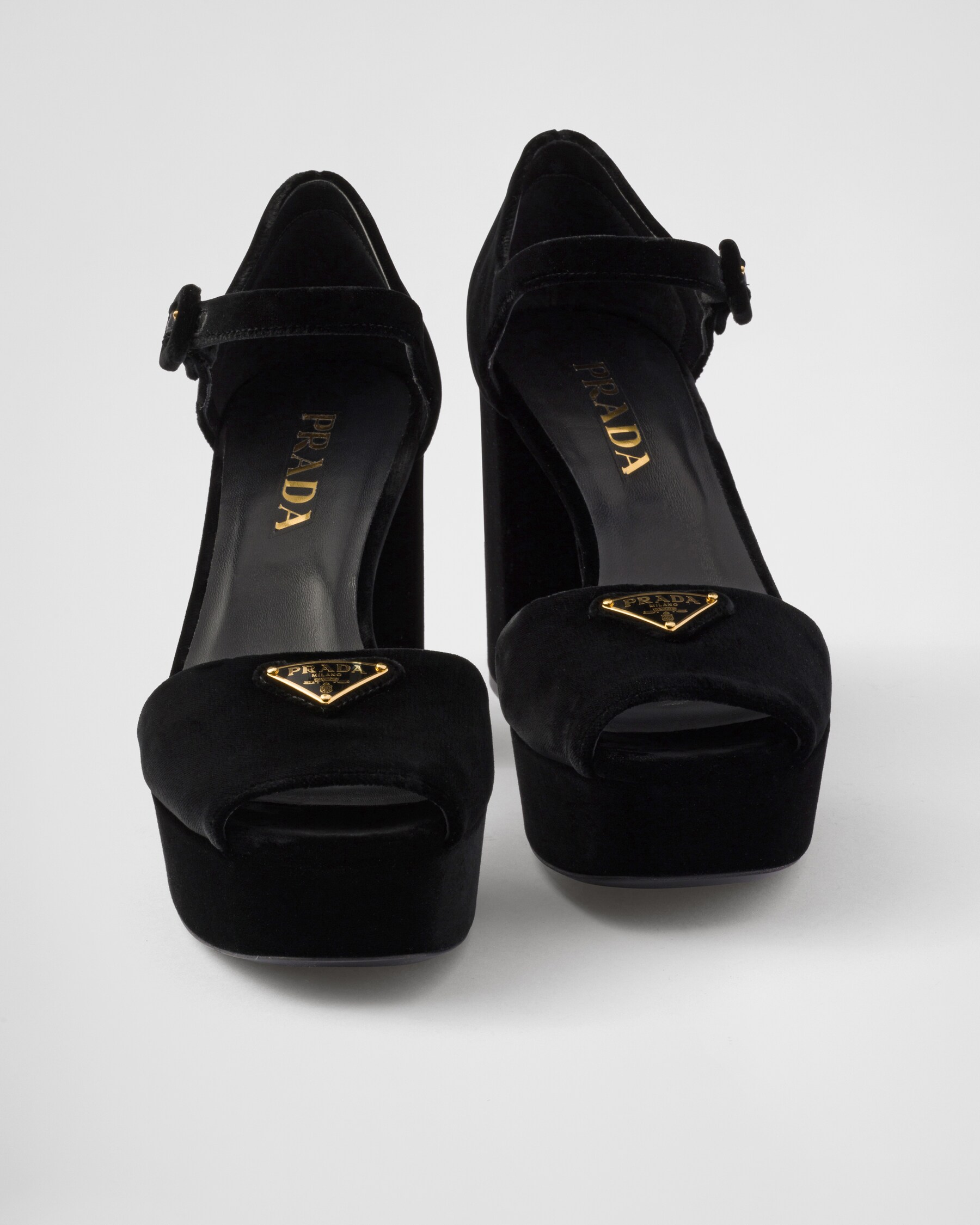 Black Velvet Platform Sandals | PRADA