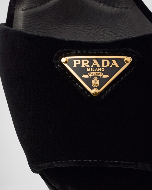 Black Velvet Platform Sandals | PRADA