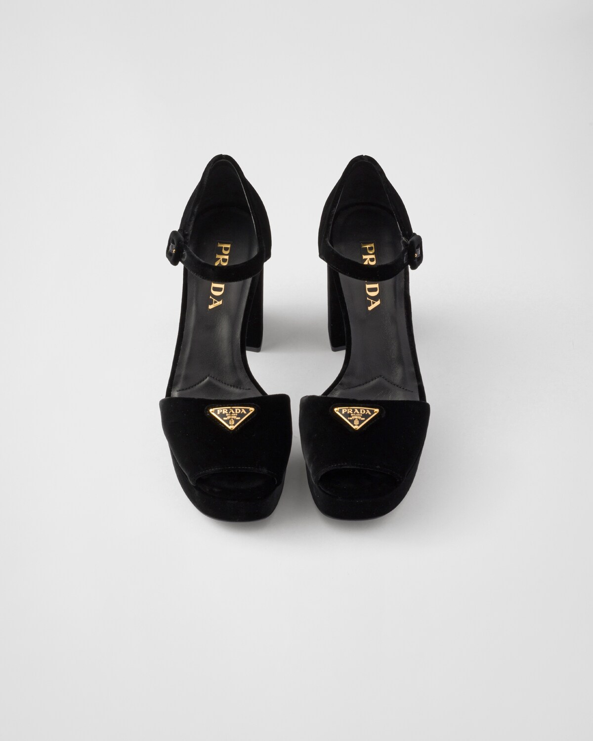 Black Velvet Platform Sandals | PRADA