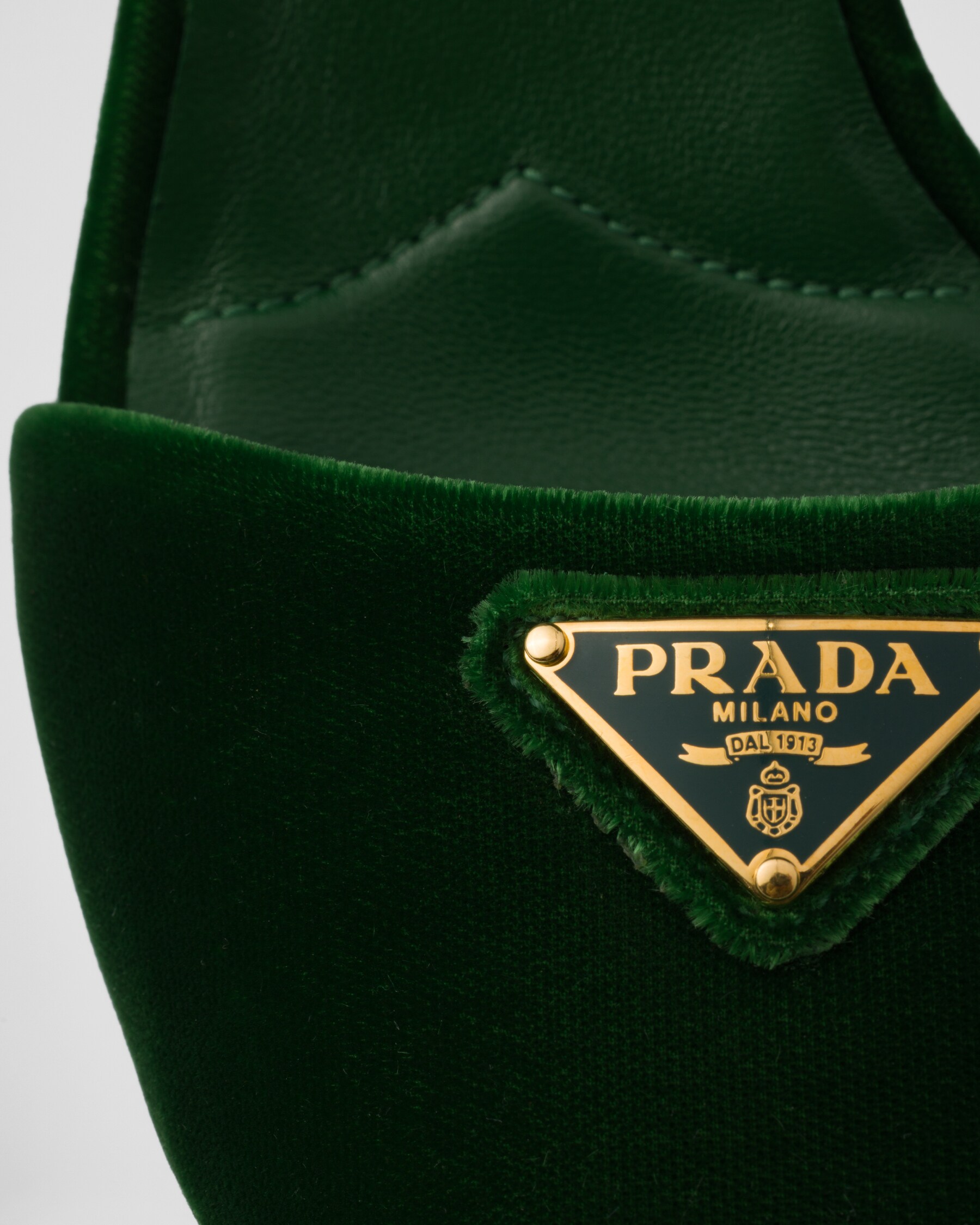 Laurel Green Velvet Platform Sandals | PRADA