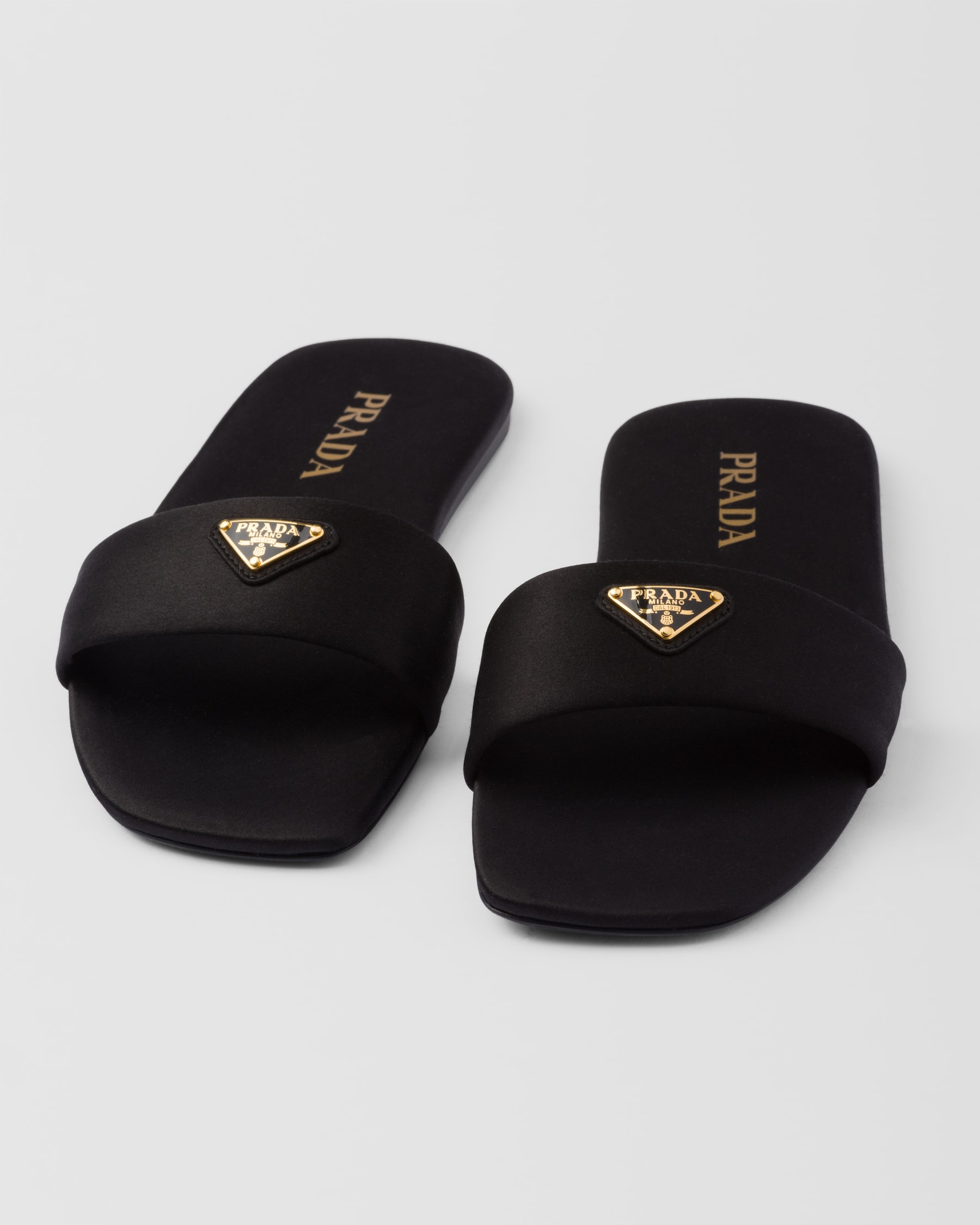 Black Satin Slides | PRADA