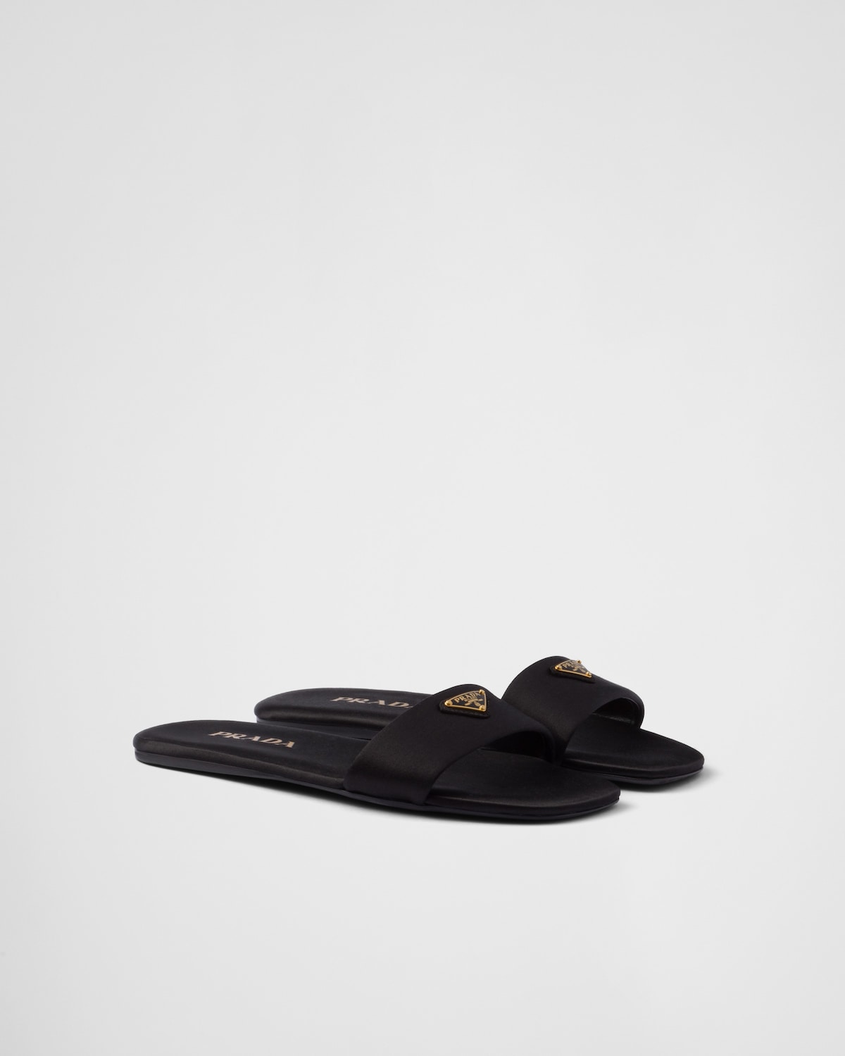Black Satin Slides | PRADA