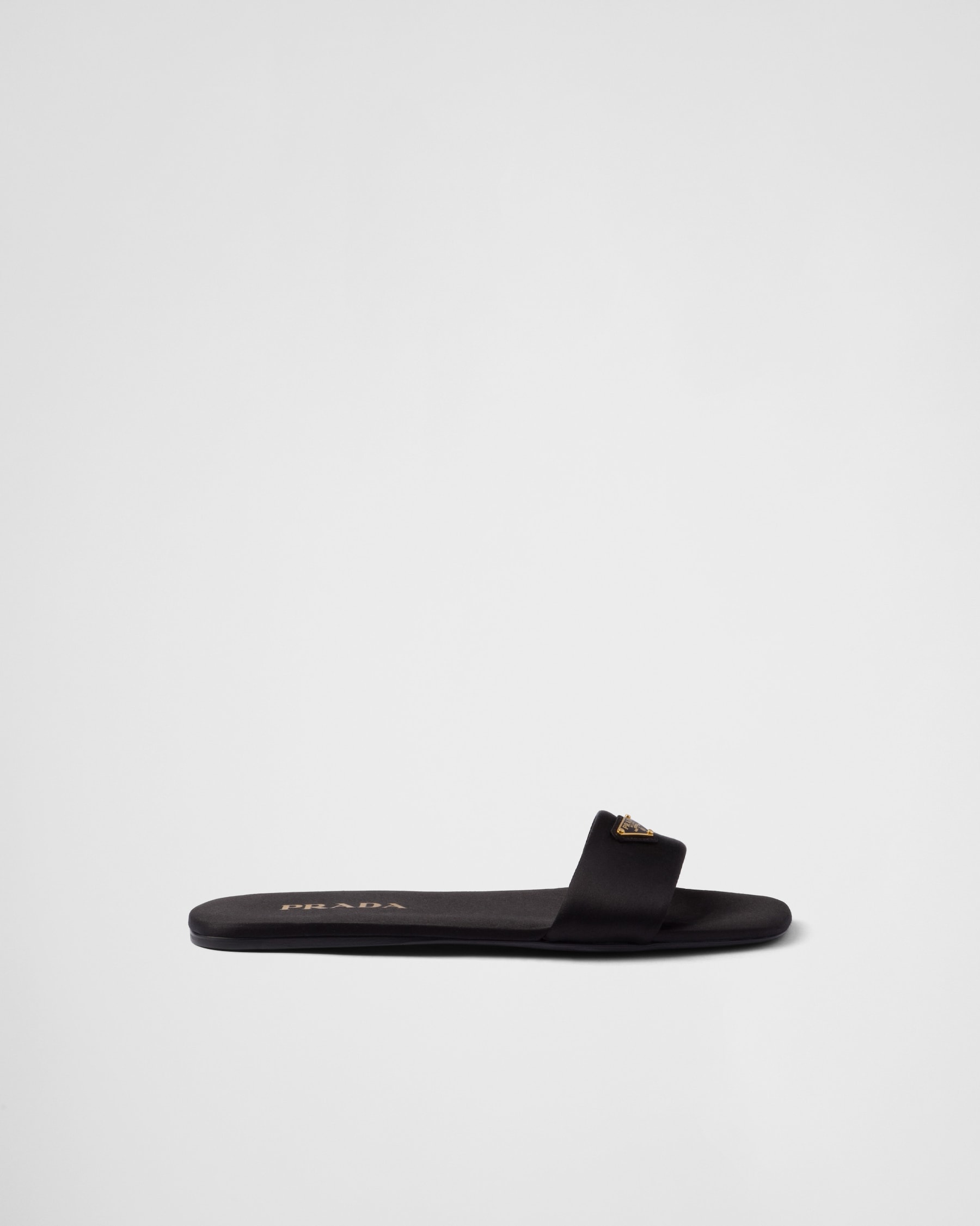 Black Satin Slides | PRADA