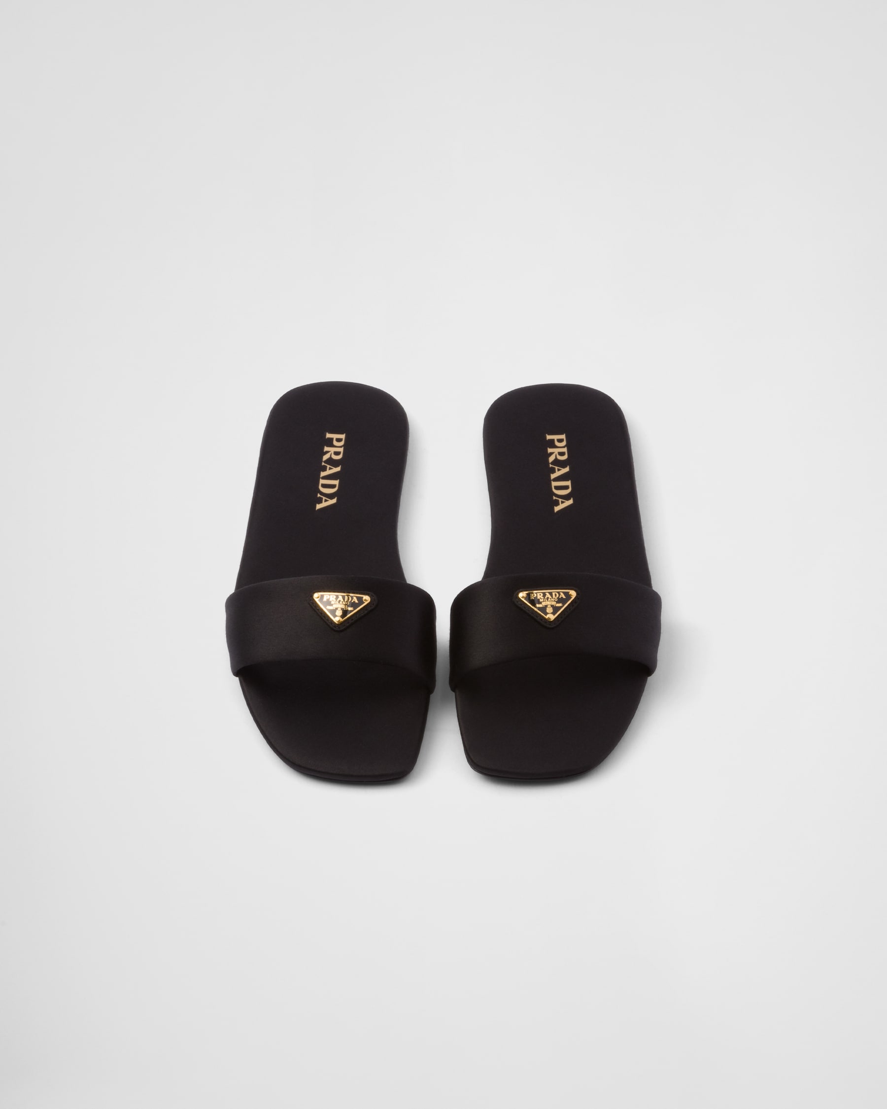 Black Satin Slides | PRADA
